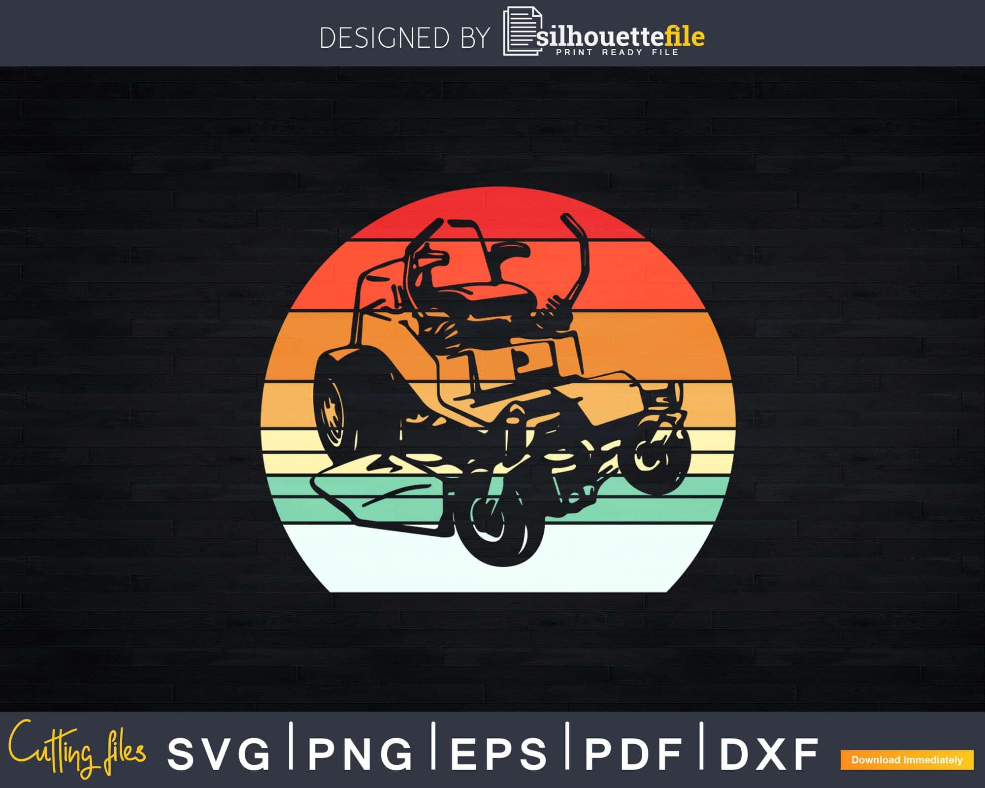Retro Lawnmower Landscaper Svg Dxf Cut Files | Silhouettefile