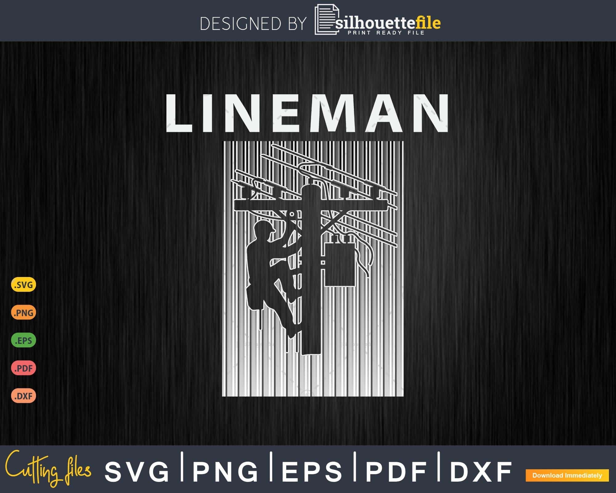 Retro Lineman Silhouette Line Worker Svg Cut File | Silhouettefile