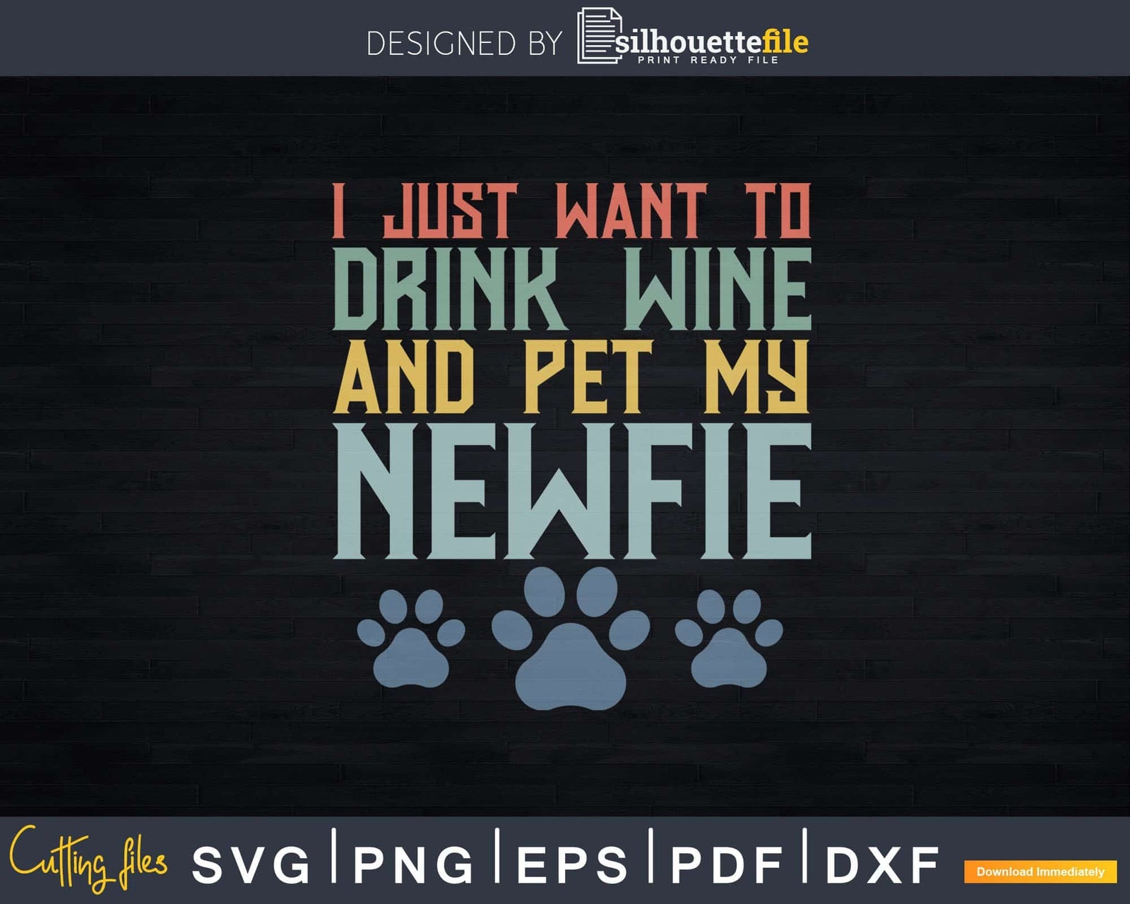 Retro Newfie Newfoundland Dog Newfie Png Svg Files For | Silhouettefile