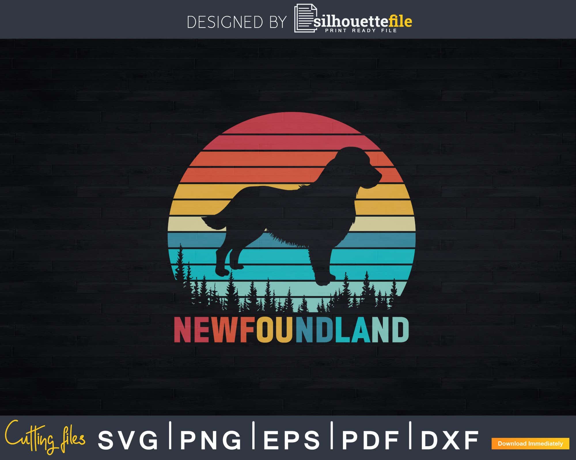 Retro Newfoundland Vintage Png Svg Files For Cricut | Silhouettefile