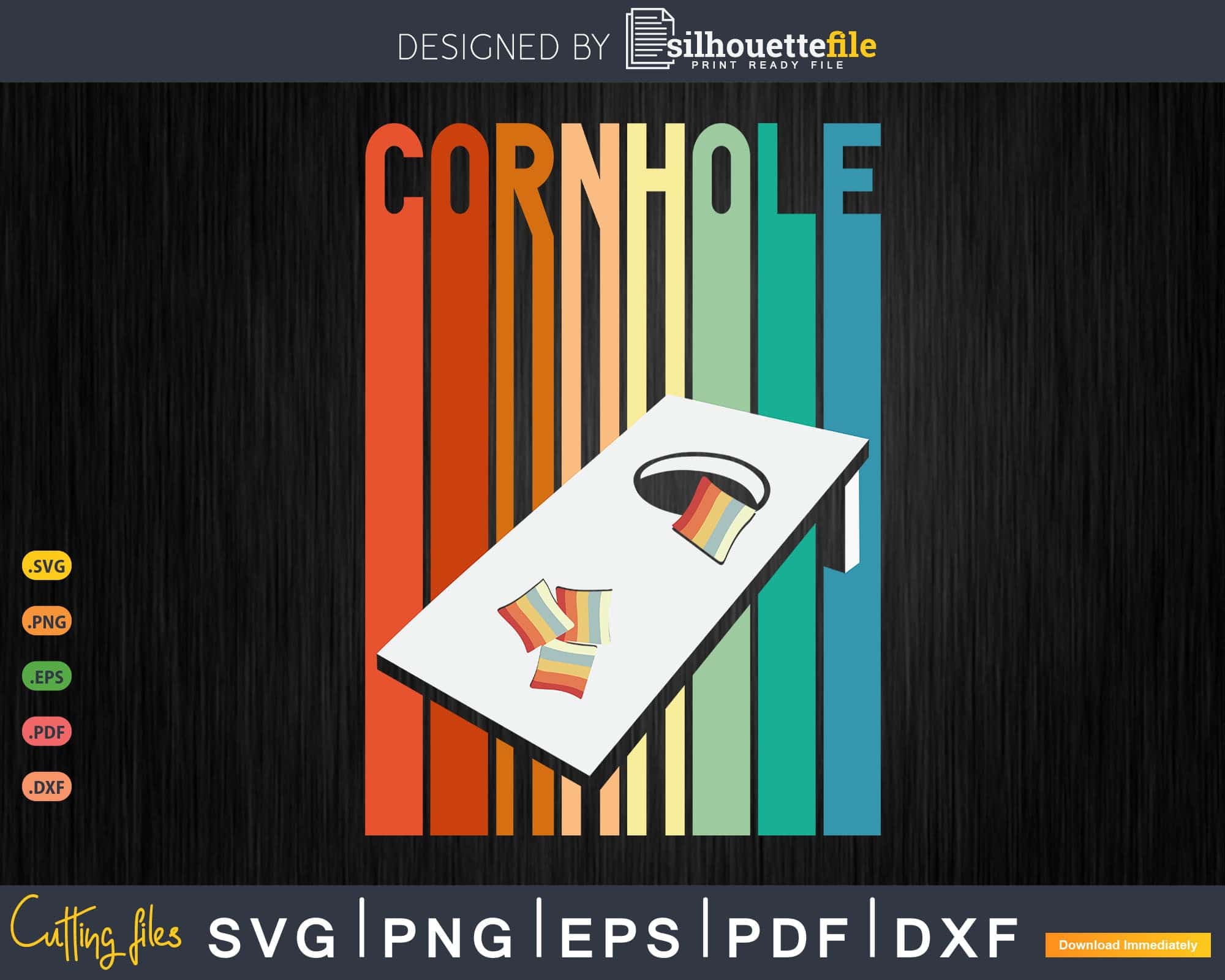 Retro Style Cornhole Board Svg Png Sublimation Print | Silhouettefile