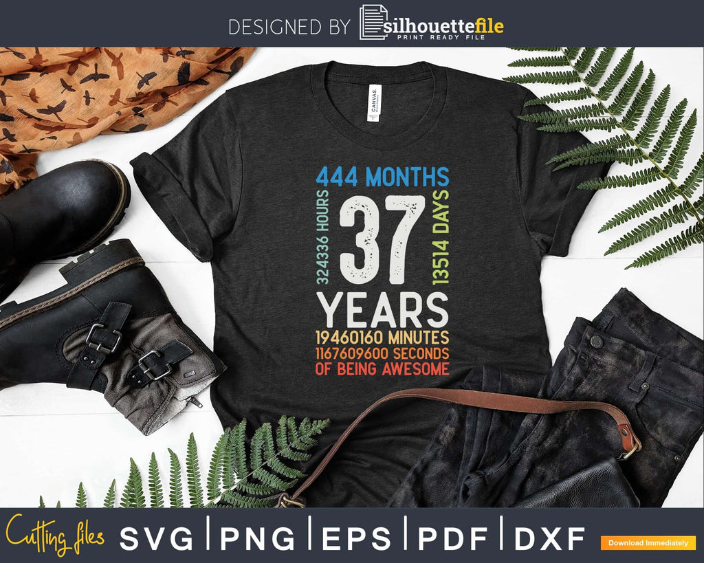 Retro Vintage 37 Years Old Classic 37th Birthday 444 Months ...