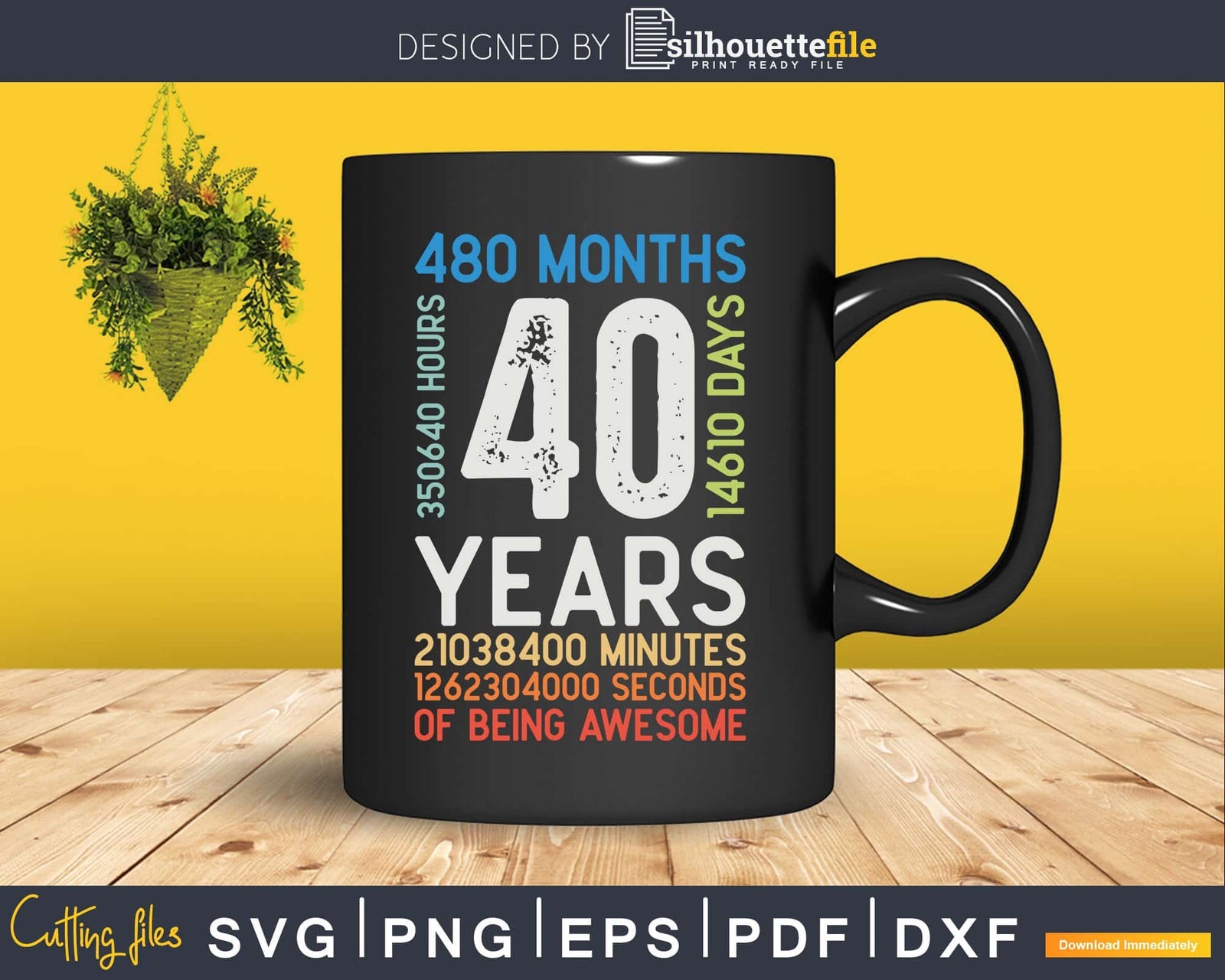 Retro Vintage 40 Years Old Classic 40th Birthday 480 Months ...