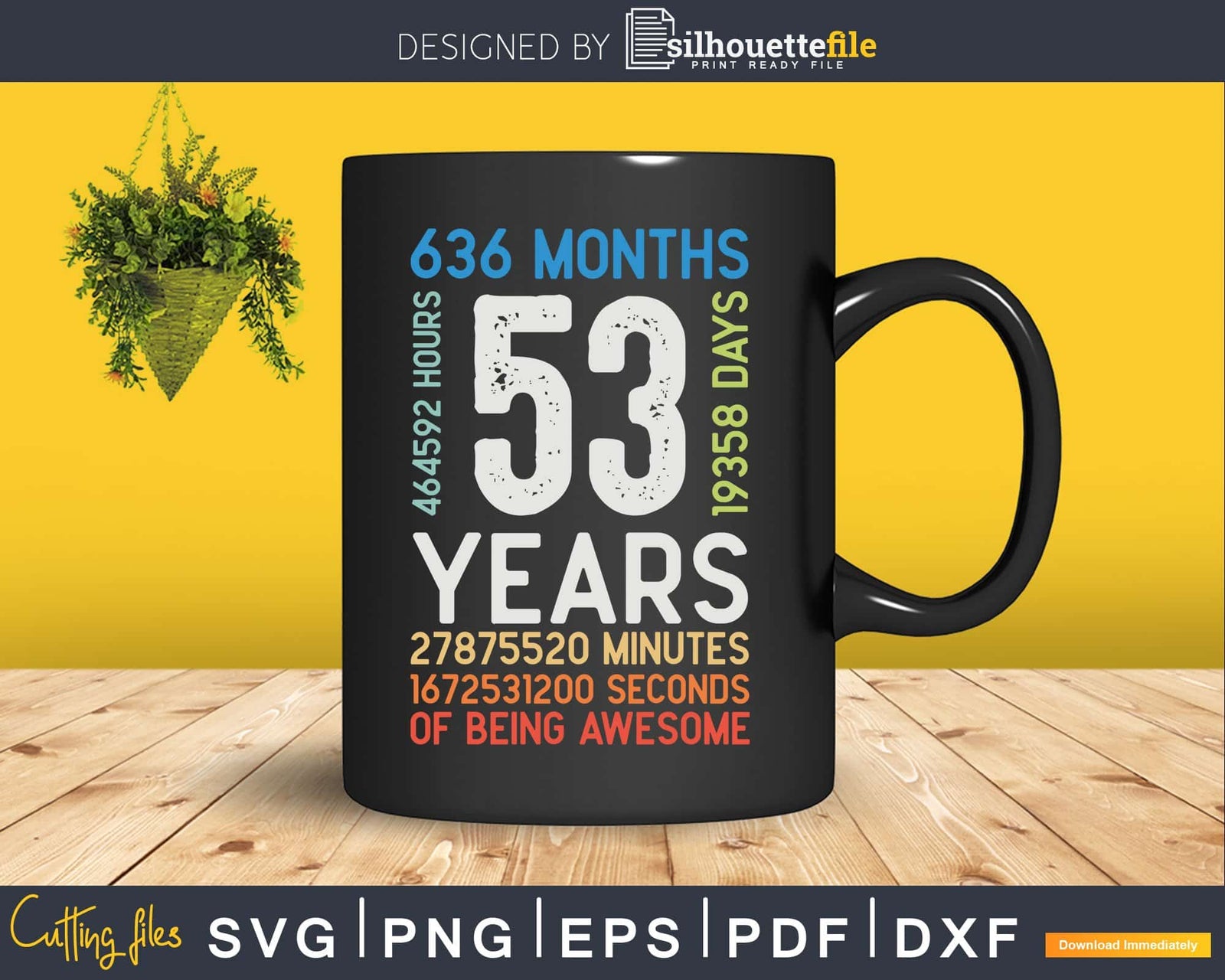 Retro Vintage 53 Years Old Classic 53rd Birthday 636 Months ...