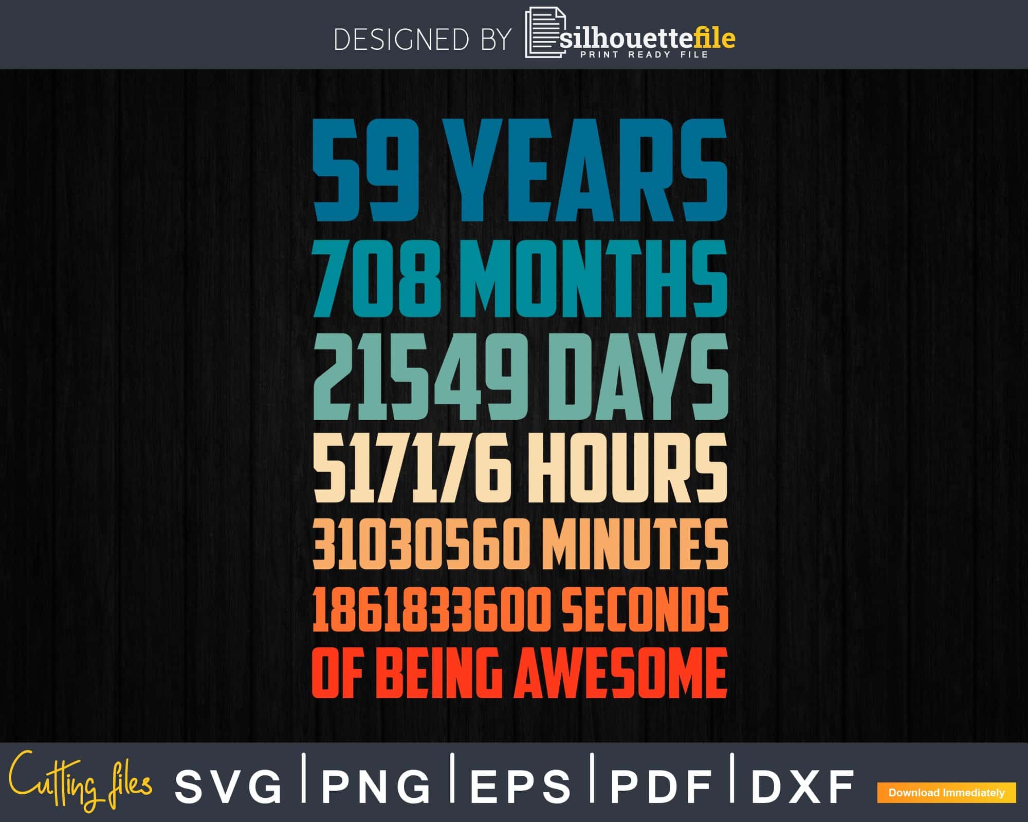 Retro Vintage 59 Years Old Classic 59th Birthday 708 Months ...