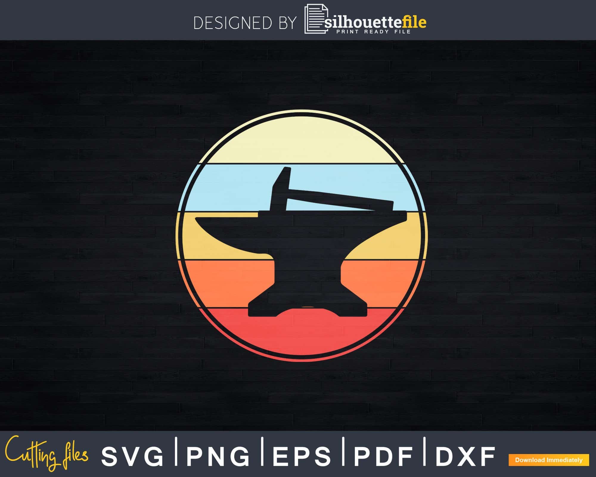 Retro Vintage Blacksmith Hammer Anvil Svg Png Dxf Files | Silhouettefile