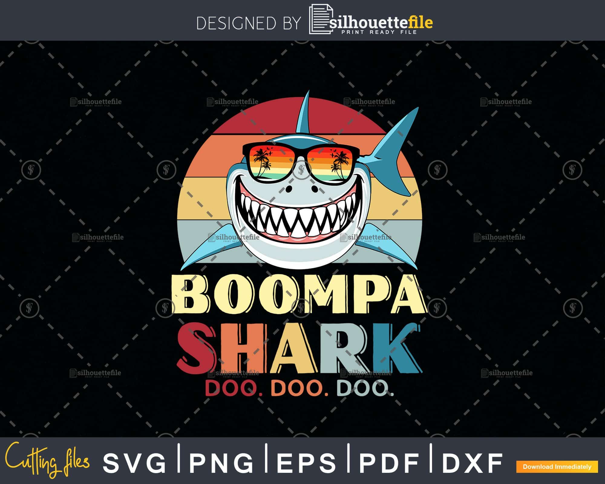 Retro Vintage Boompa Shark Fathers Day Svg Files For Cricut ...