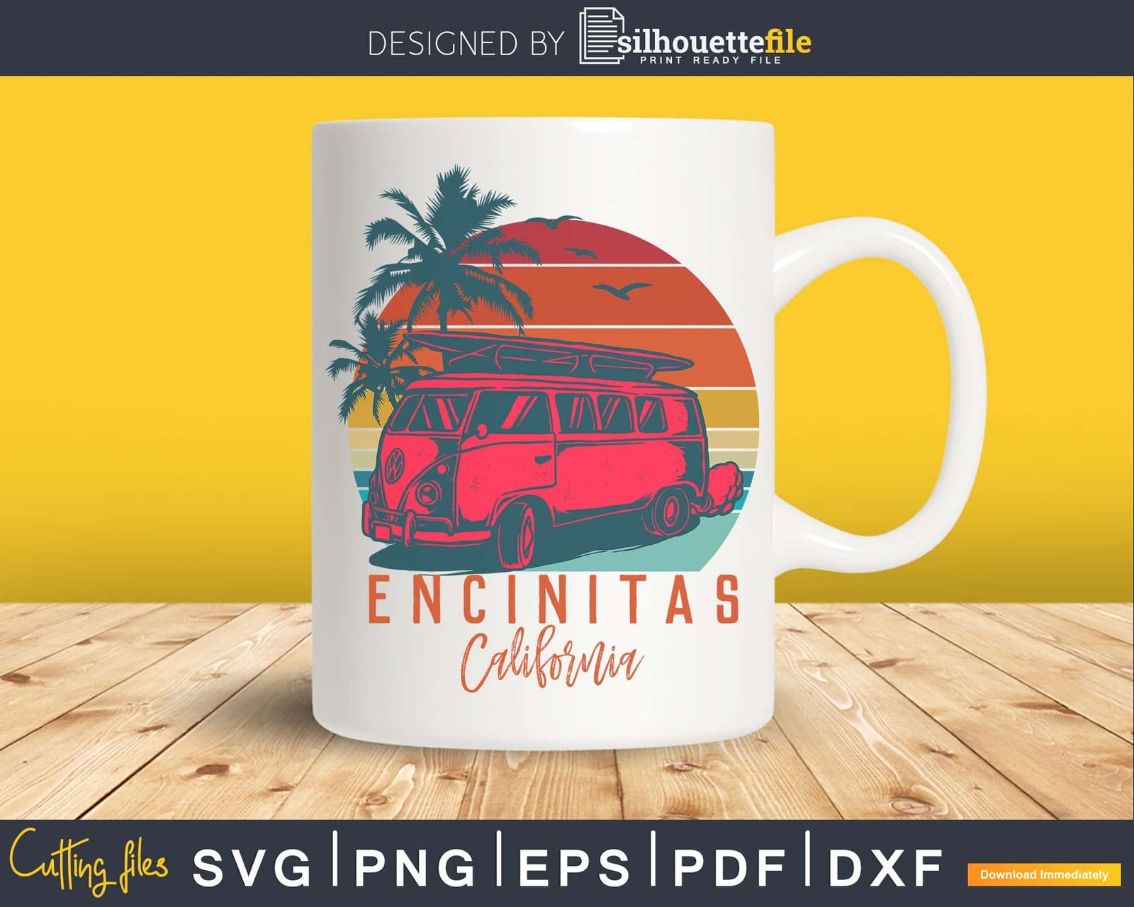 Retro vintage Encinitas California Cocoa Beach svg craft cut files ...
