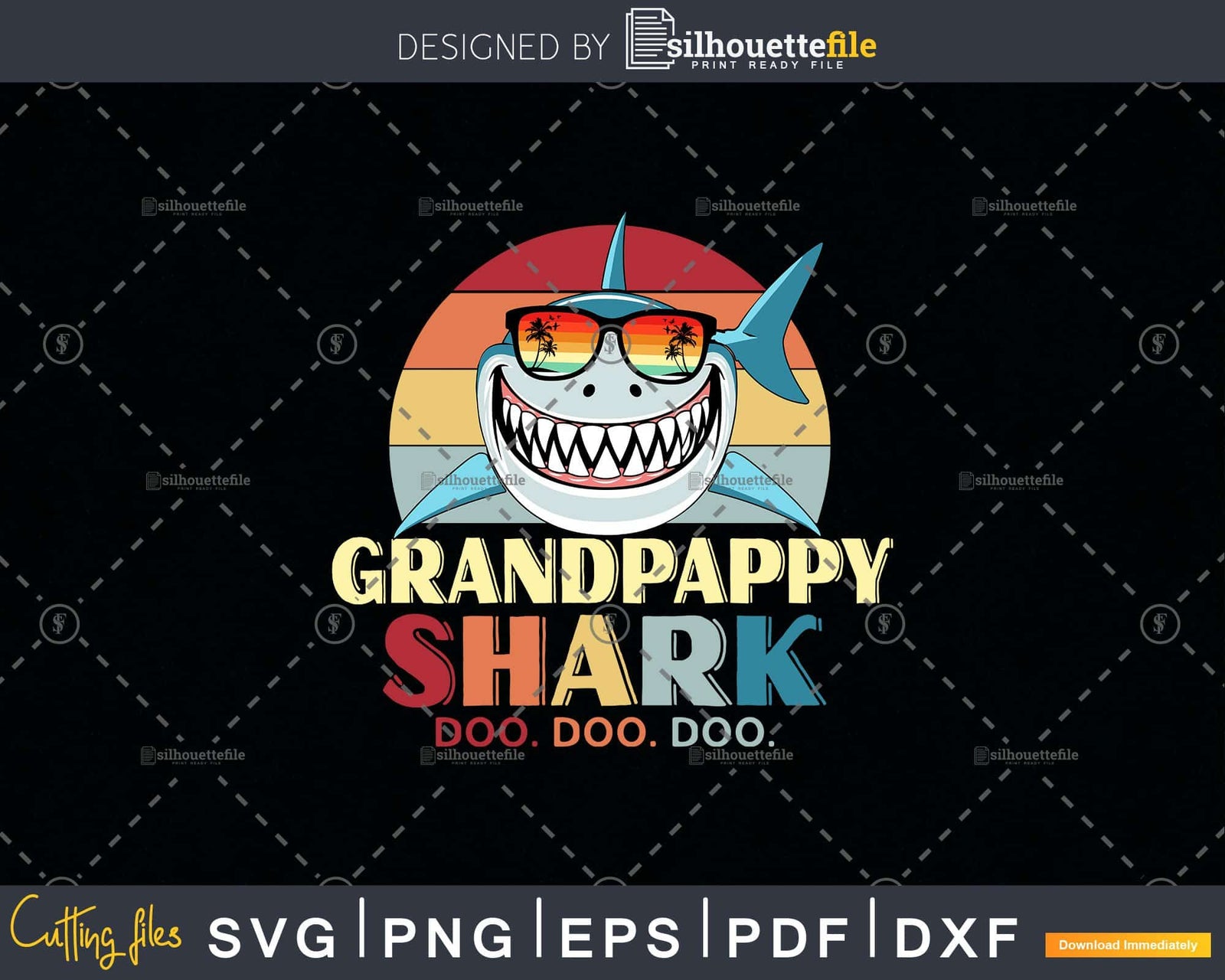 Retro Vintage Grandpappy Shark Doo Doo Svg Png Files For | SilhouetteFile
