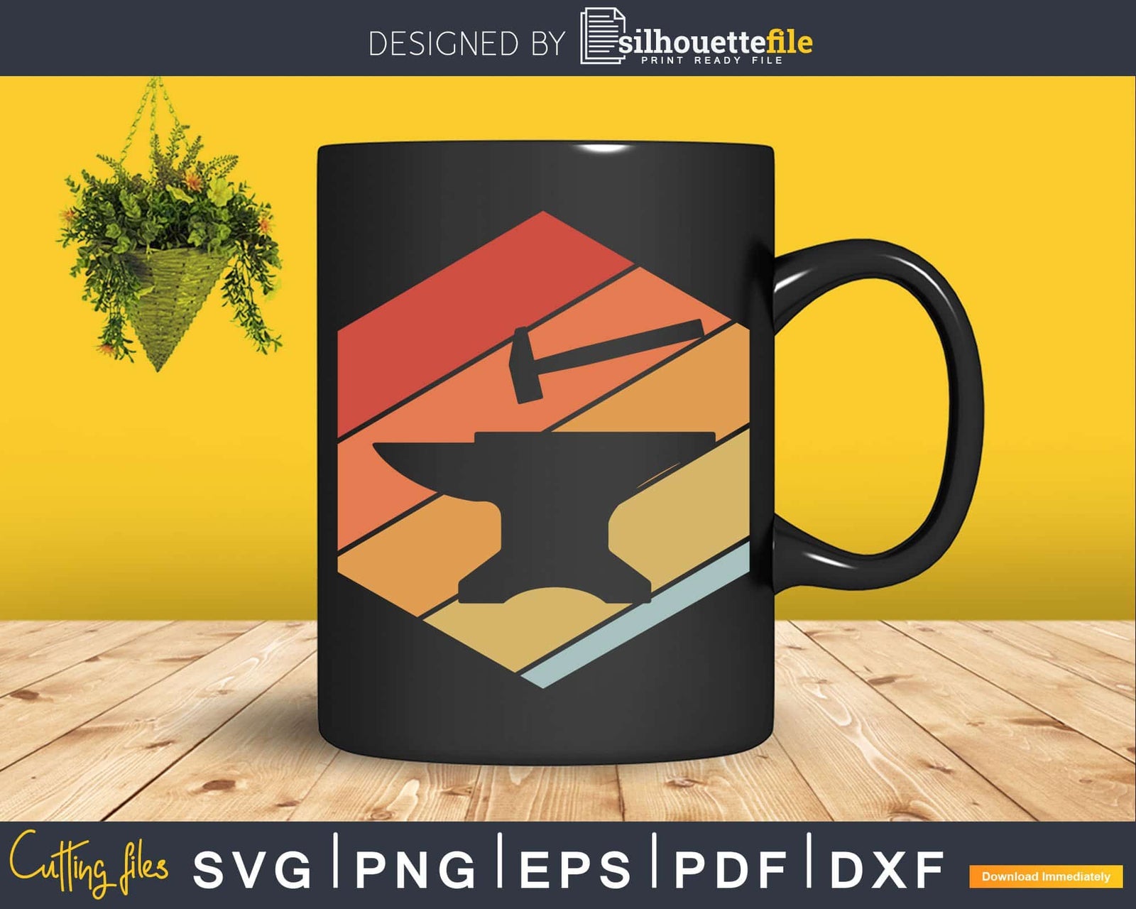 Retro Vintage Hammer & Anvil Blacksmith Svg Png Dxf Files | SilhouetteFile