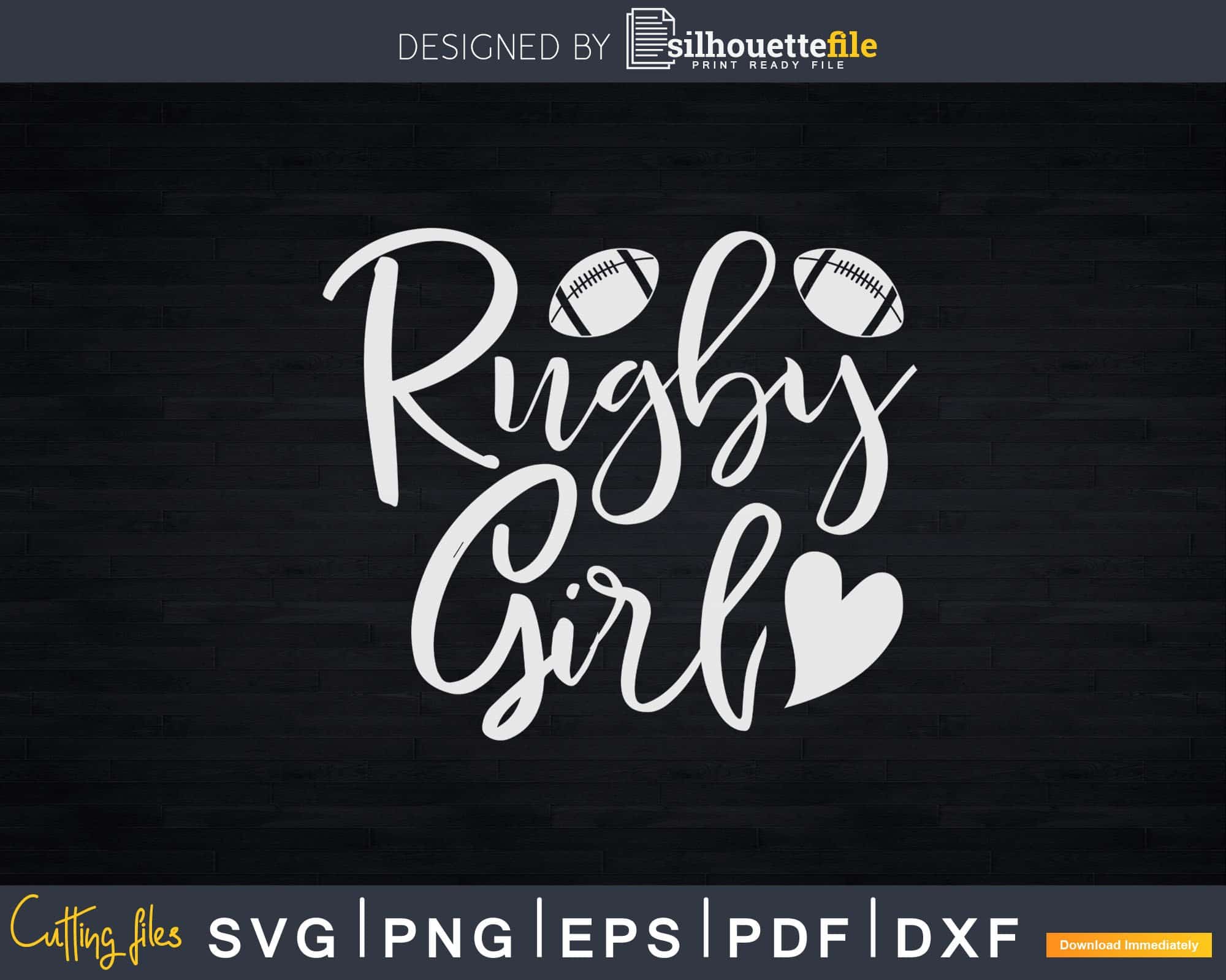 Rugby Girl Svg Silhouette Cut File | SilhouetteFile