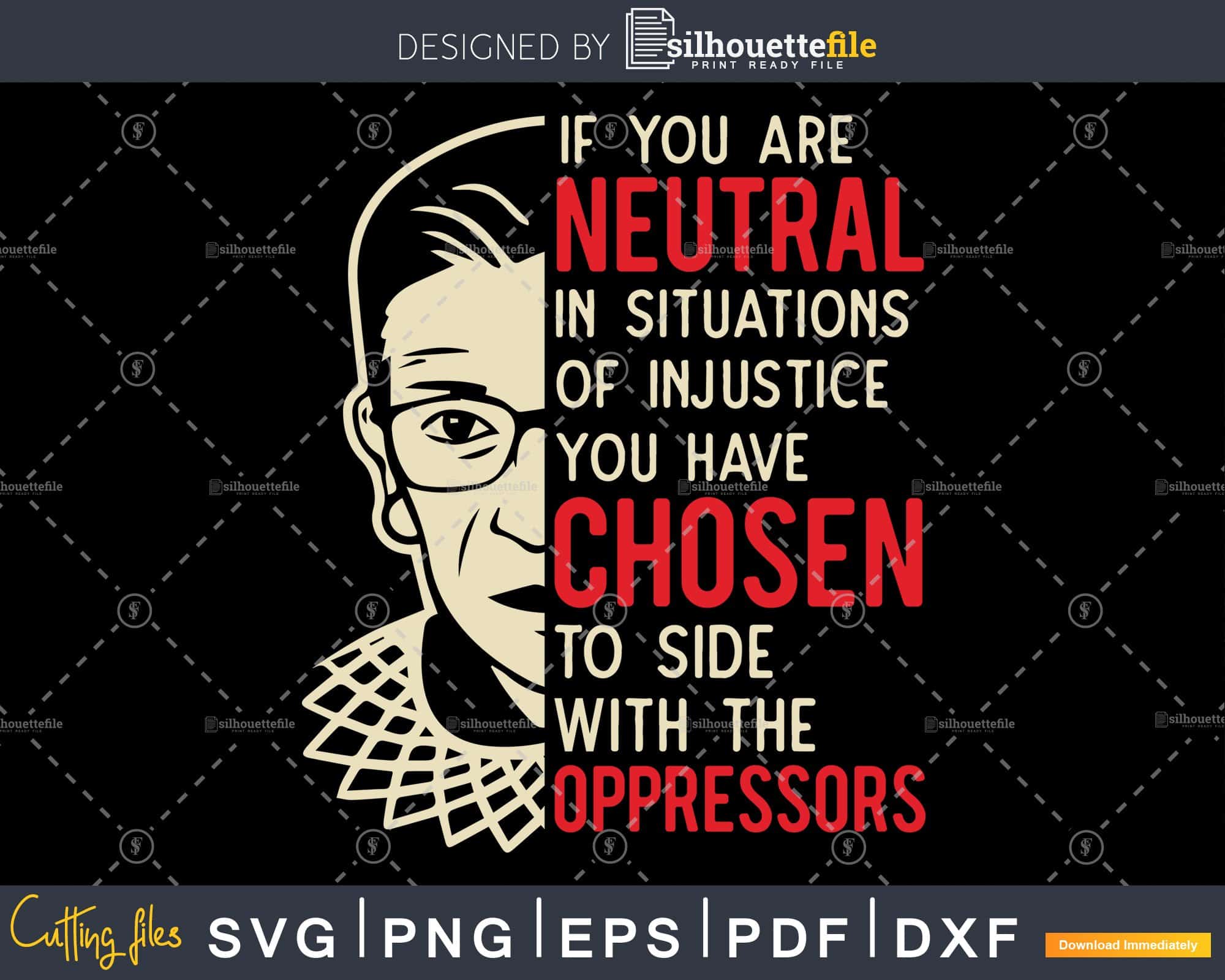 Ruth Bader Ginsburg Notorious RBG Quote Feminist svg Silhouette files ...
