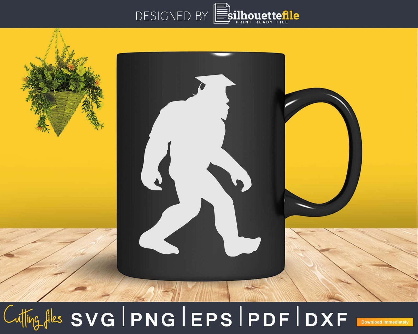 Sasquatch Graduation Bigfoot Silhouette Graduate Cap Svg File ...