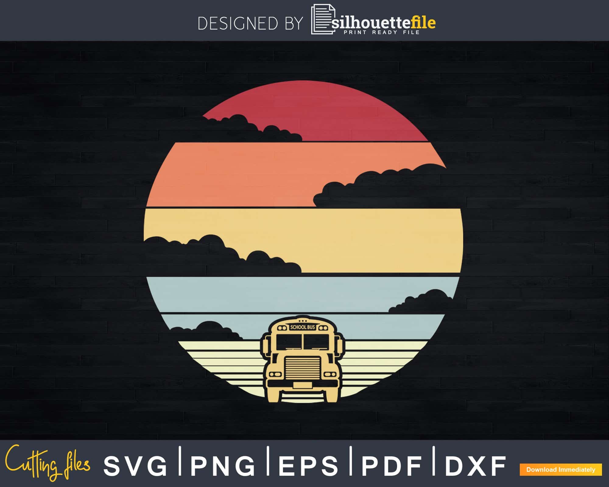 School Bus Shirt Retro Style Dxf Png Svg Design Cut Files | SilhouetteFile
