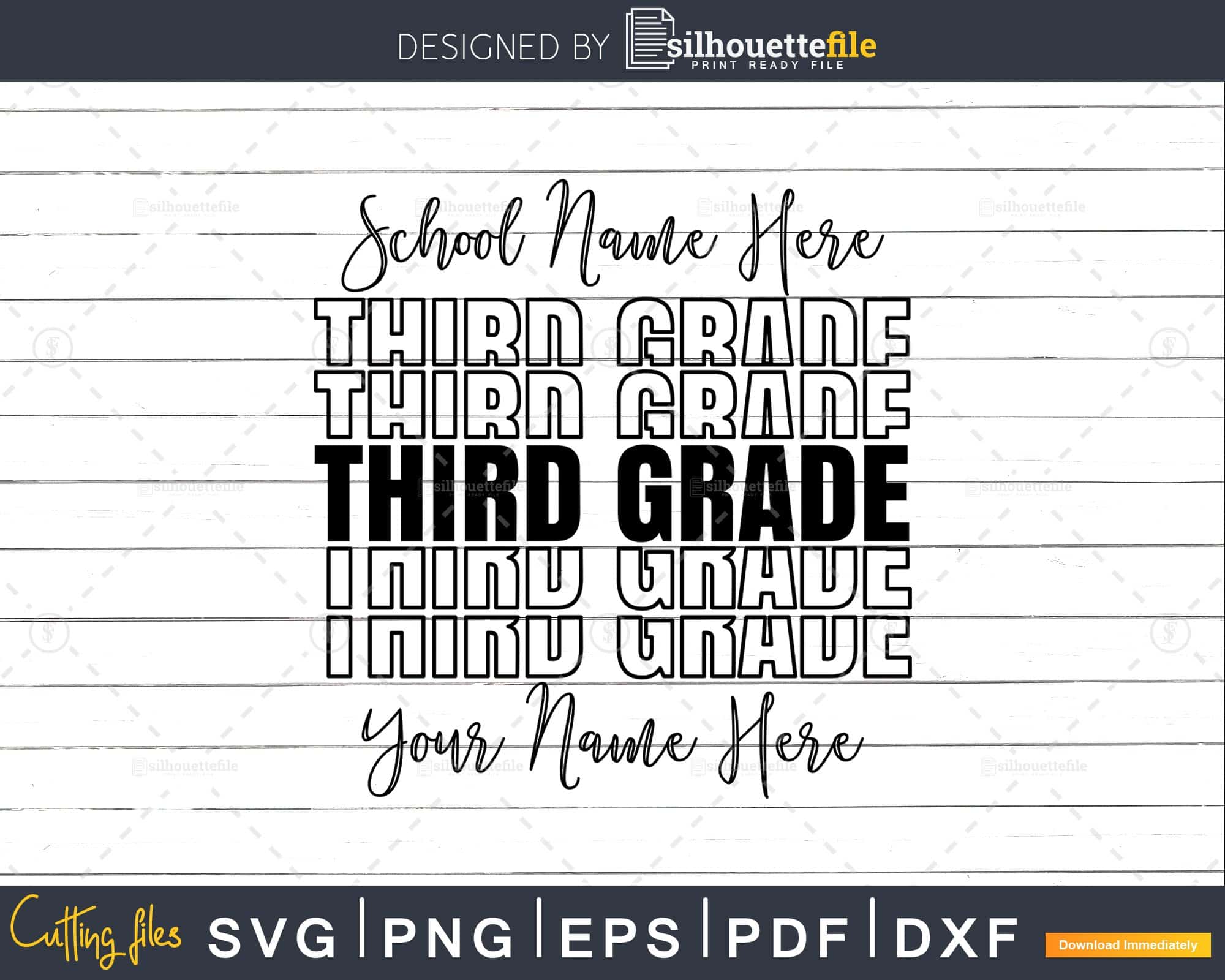 School name here third grade Back to School SVG Teacher SVG ...