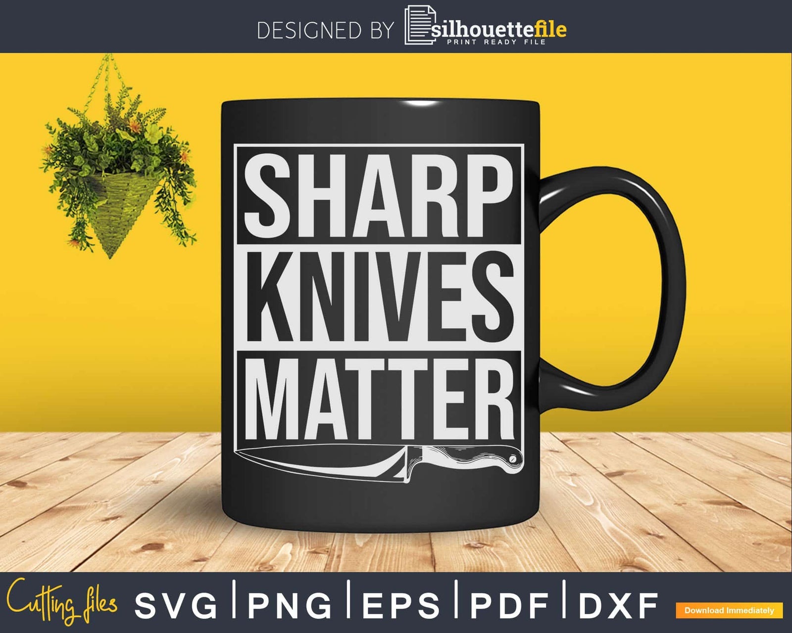 Sharp Knives Matter Butcher Cook Chef Food Svg Dxf Png Cut | Silhouettefile