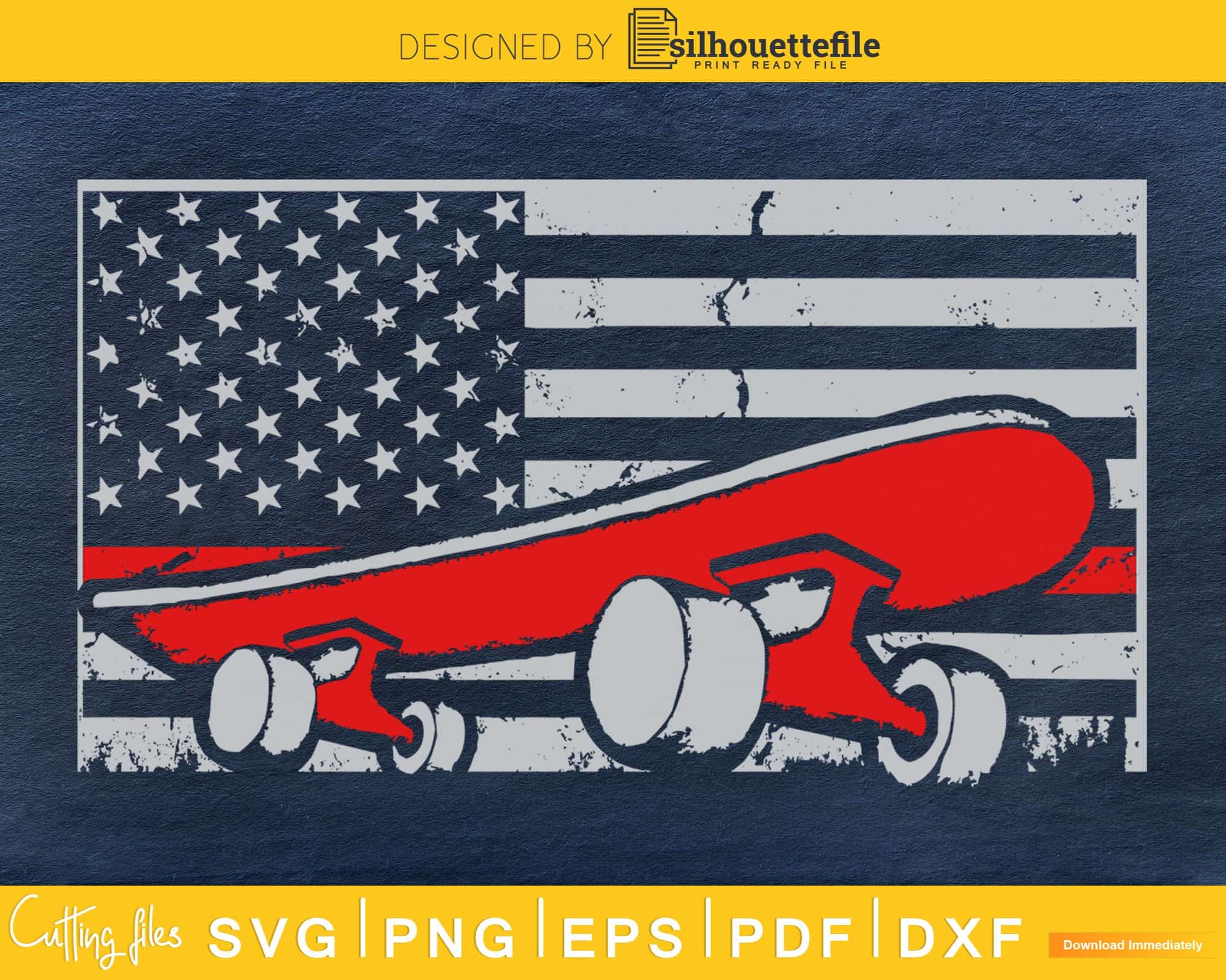 Skate Skateboarding Skateboarder Patriotic USA flag svg craft cut file ...