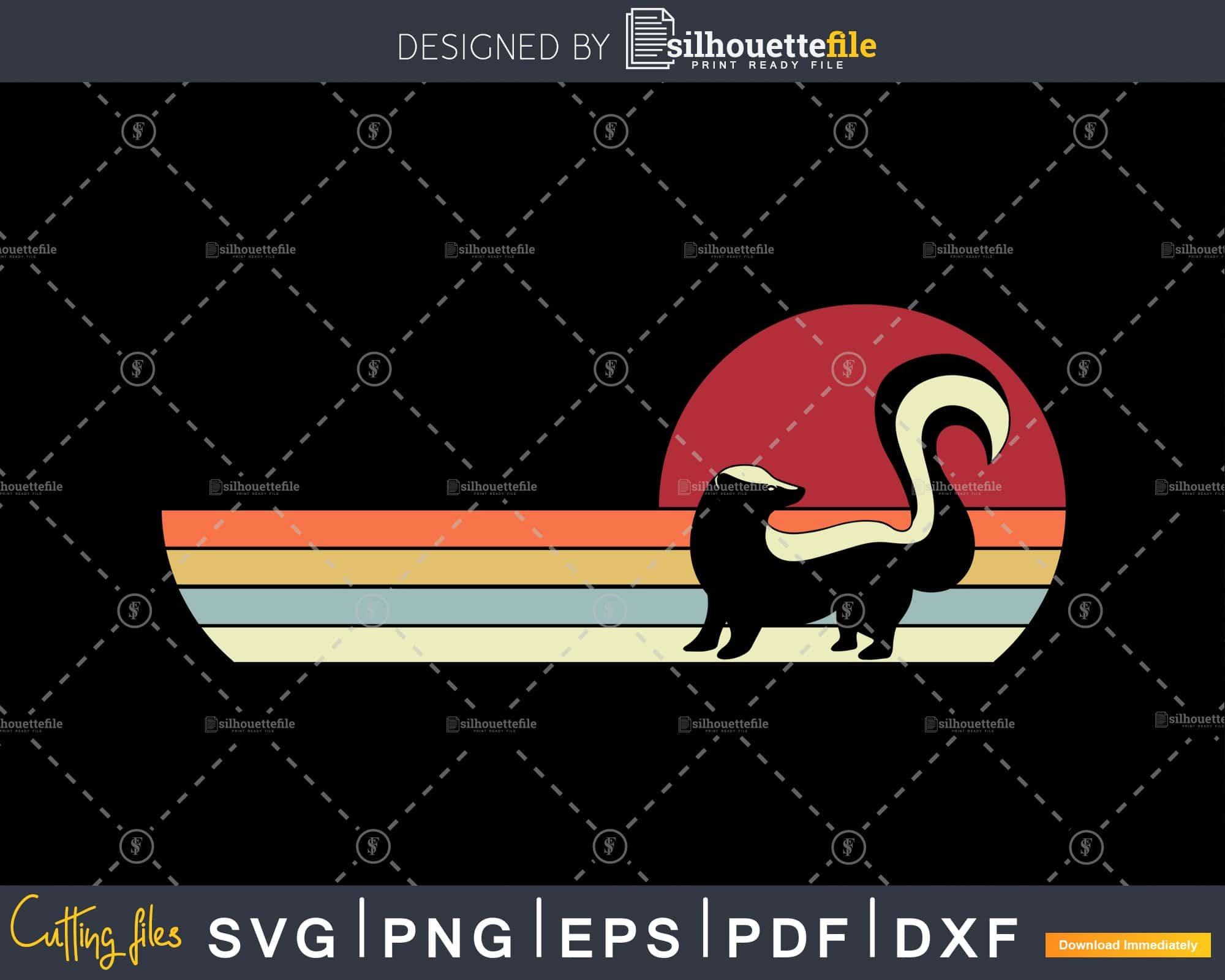 Skunk Retro vintage Style cricut cut svg png dxf cutting | SilhouetteFile