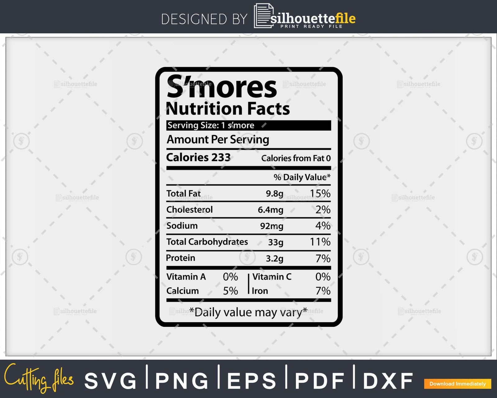 Smores Nutrition Facts Funny Thanksgiving Svg Png Cut Files ...