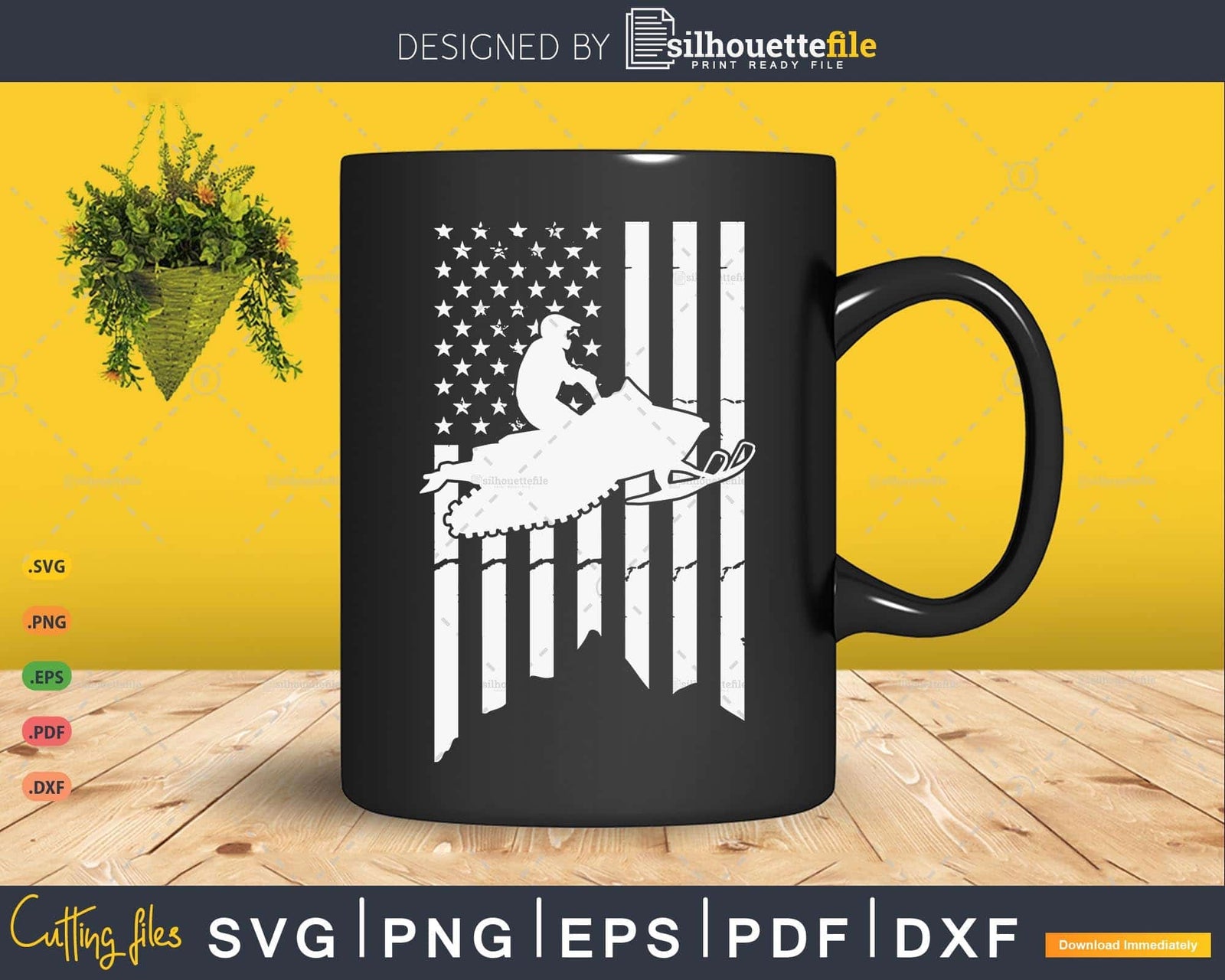 Snowmobile USA Flag Snow Sled Patriotic Snowmobiling Svg Cut Files ...