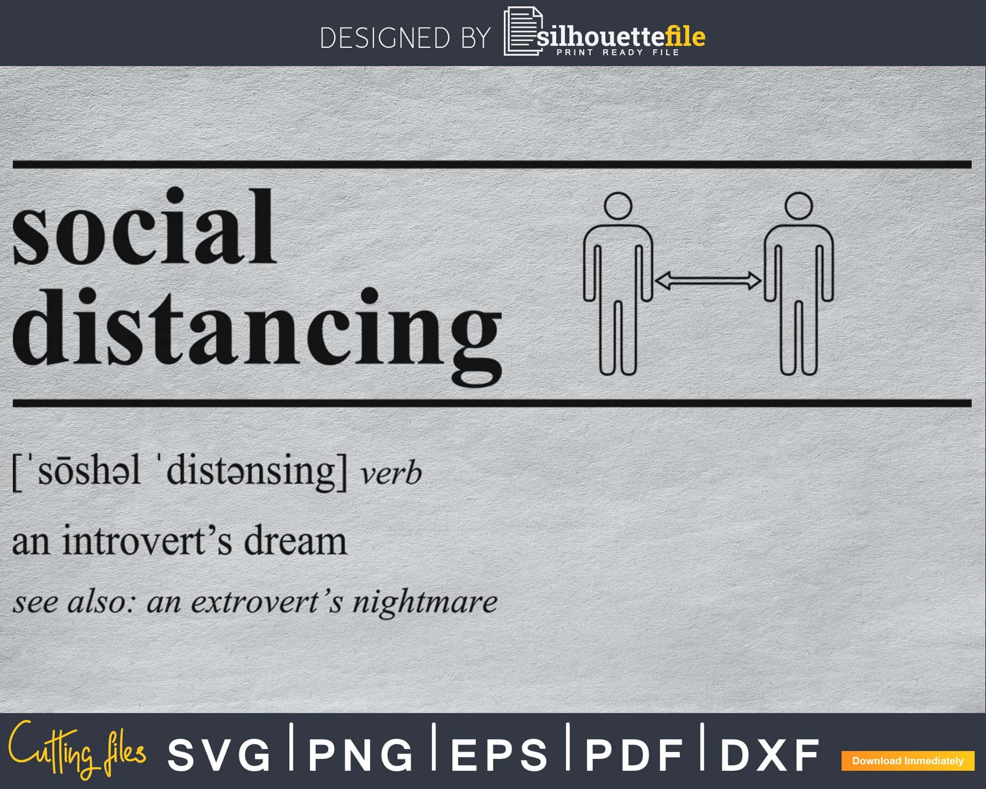 Social Distancing definition dictionary wall art svg printable file by ...