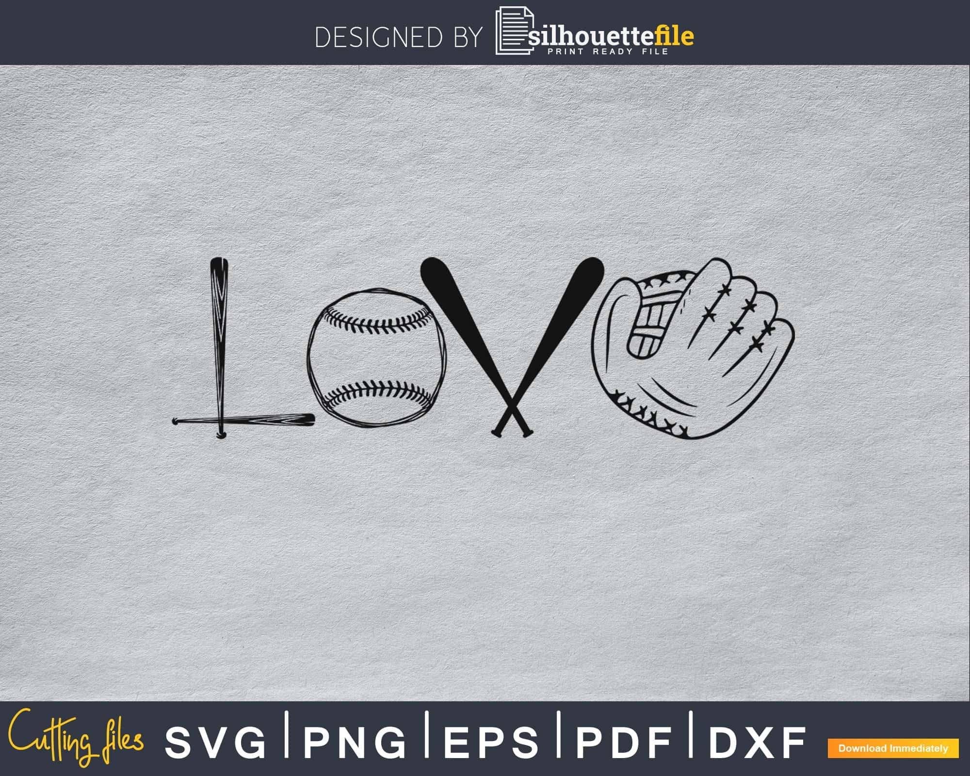 Softball Love svg png digital cut cutting cricut files | Silhouettefile