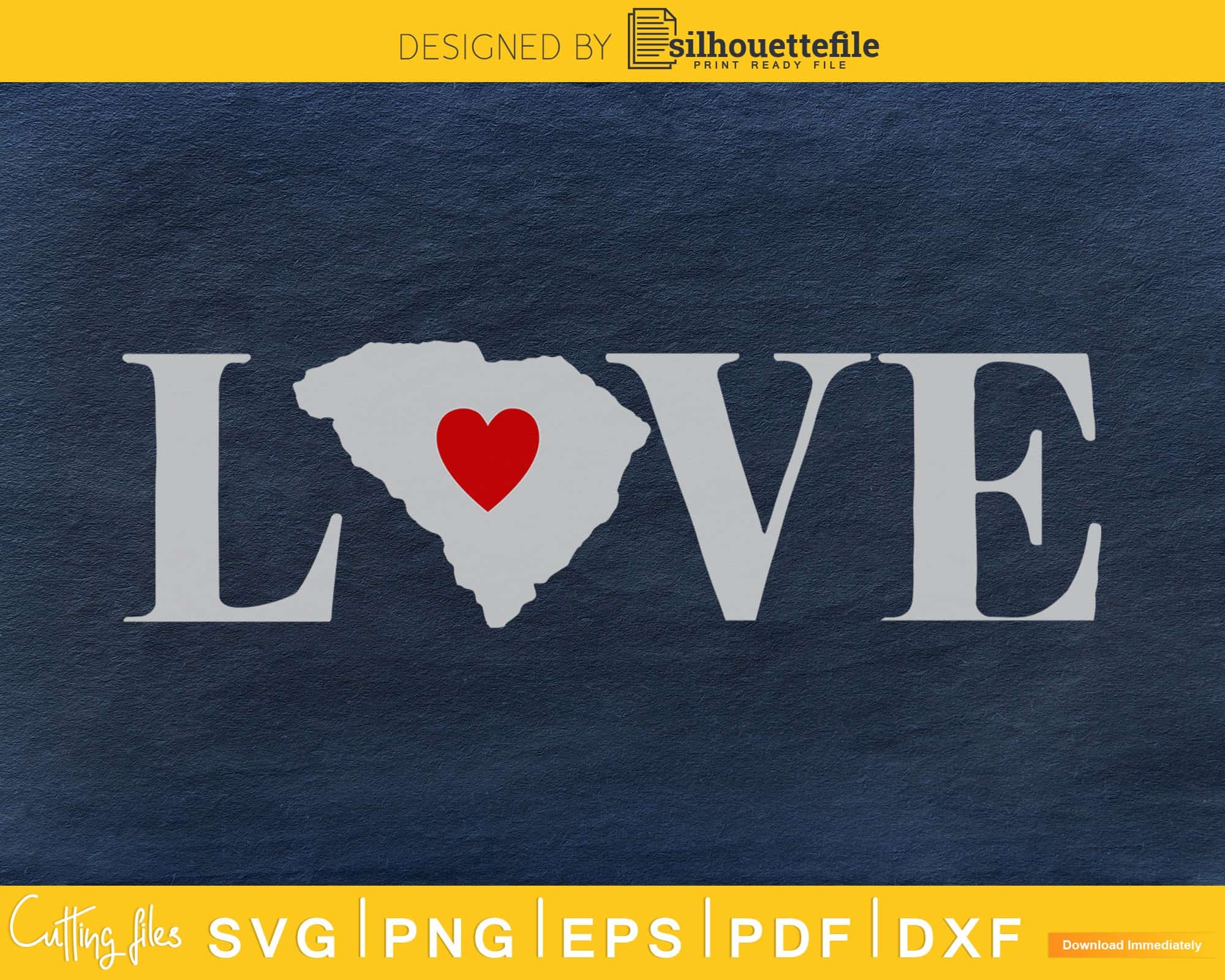 South Carolina SC Love Home Heart Native Map cricut svg dxf files by ...