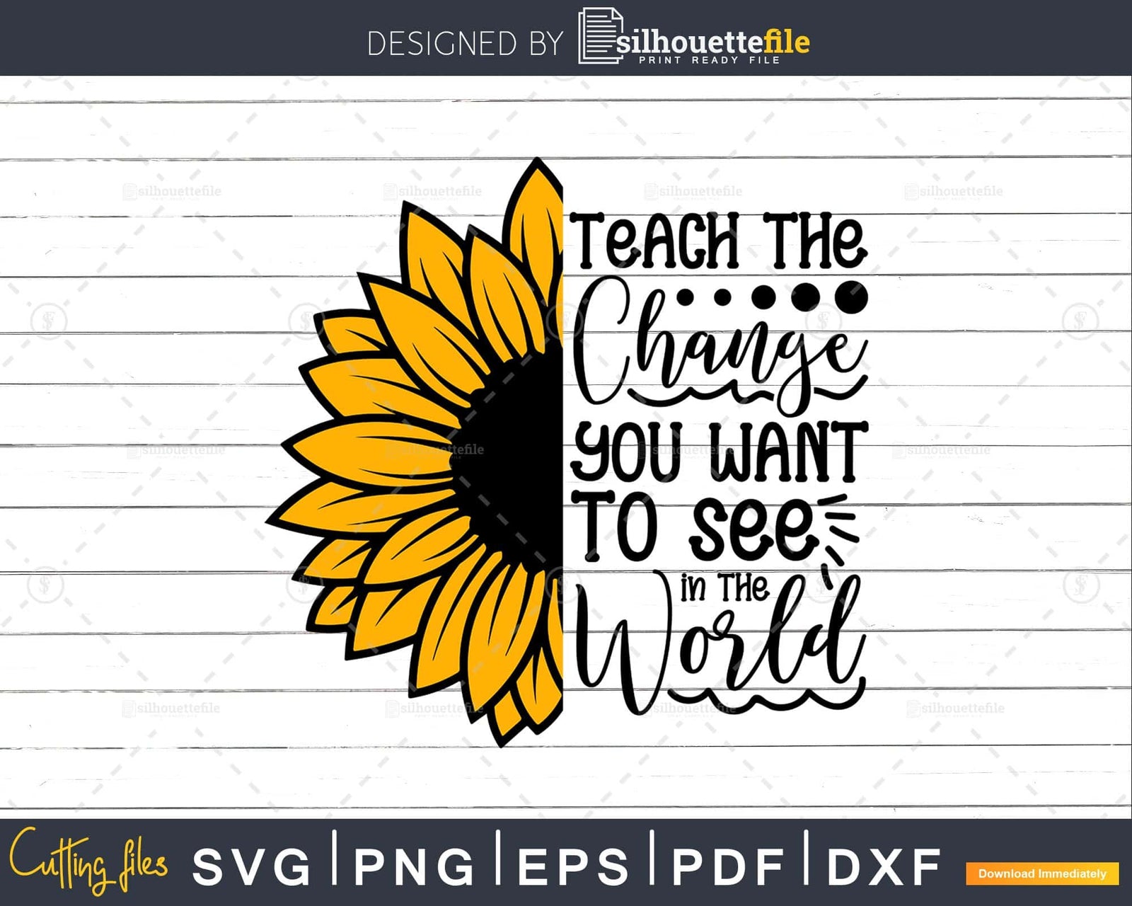 Teacher sunflower quotes SVG DXF Silhouette Cameo Cricut | Silhouettefile