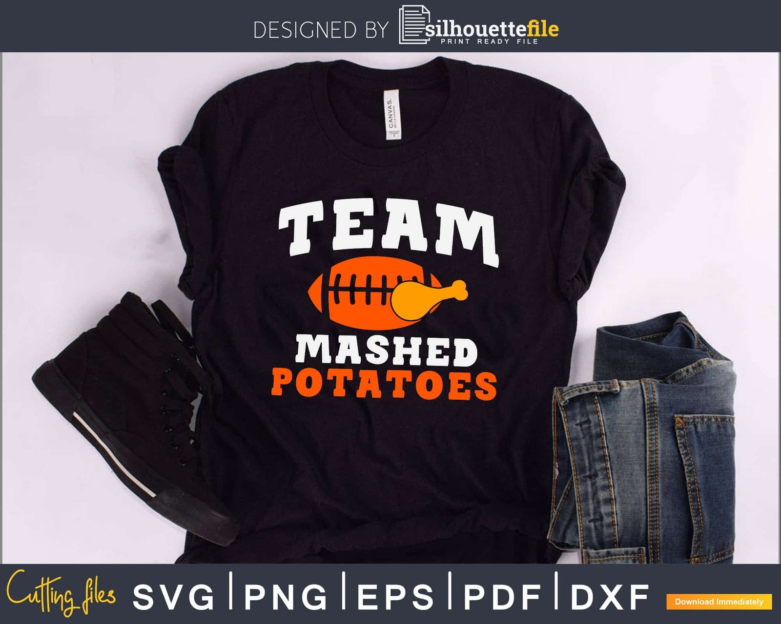 Team mashed potatoes thanksgiving svg cricut cutting | SilhouetteFile