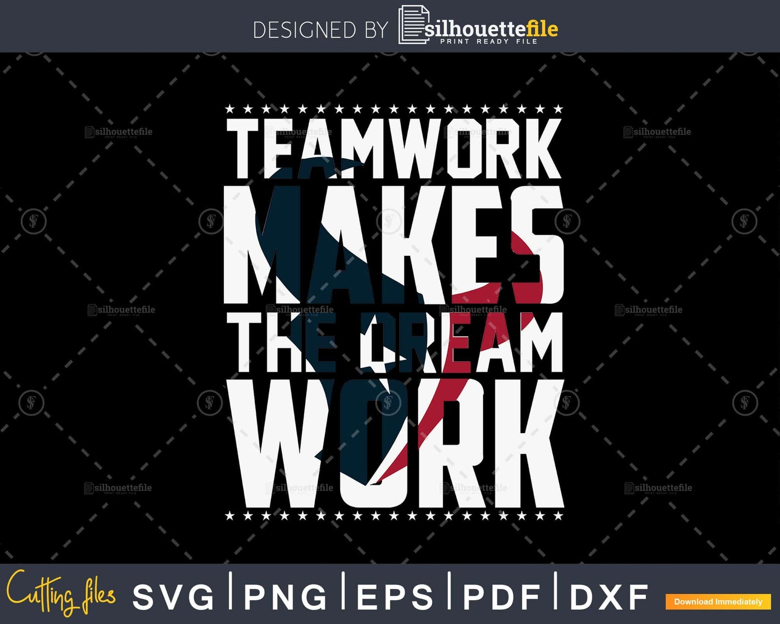 Teamwork makes the dream work Houston Texans svg cut file | Silhouettefile