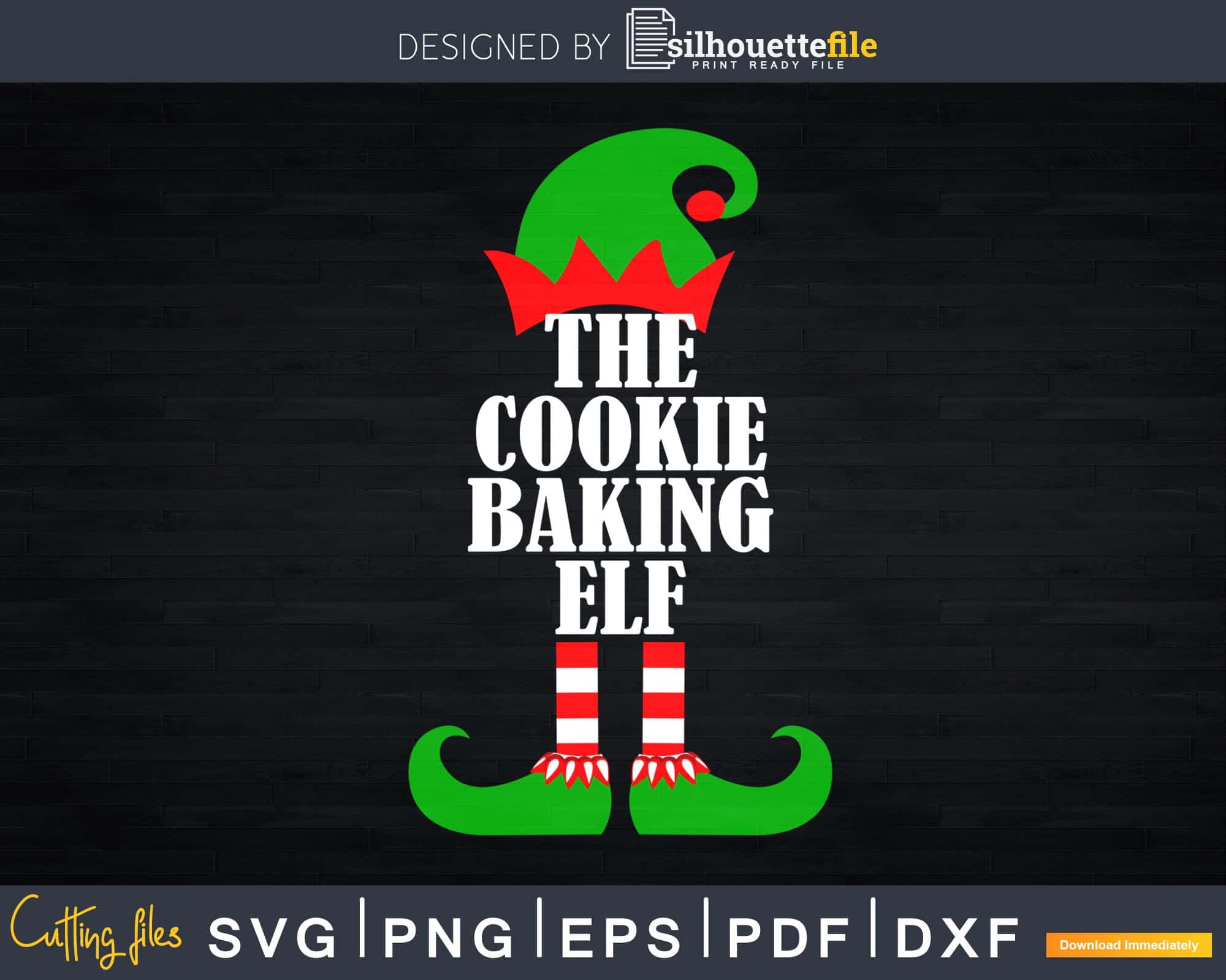 The cookie baking Elf svg dxf png cricut cutting file | Silhouettefile