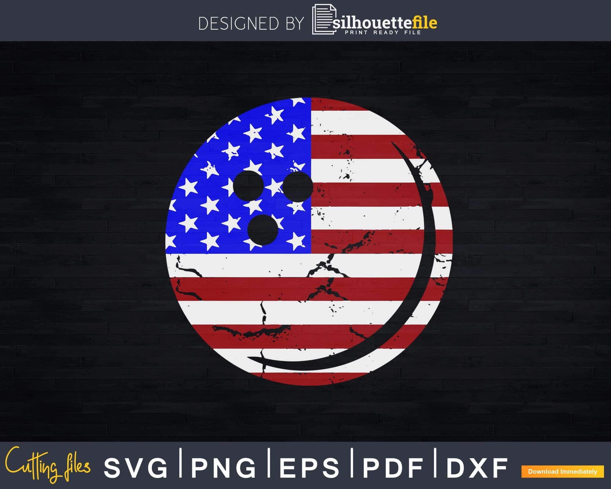 The Official American Flag Bowling Ball T-shirt Design Svg | Silhouettefile