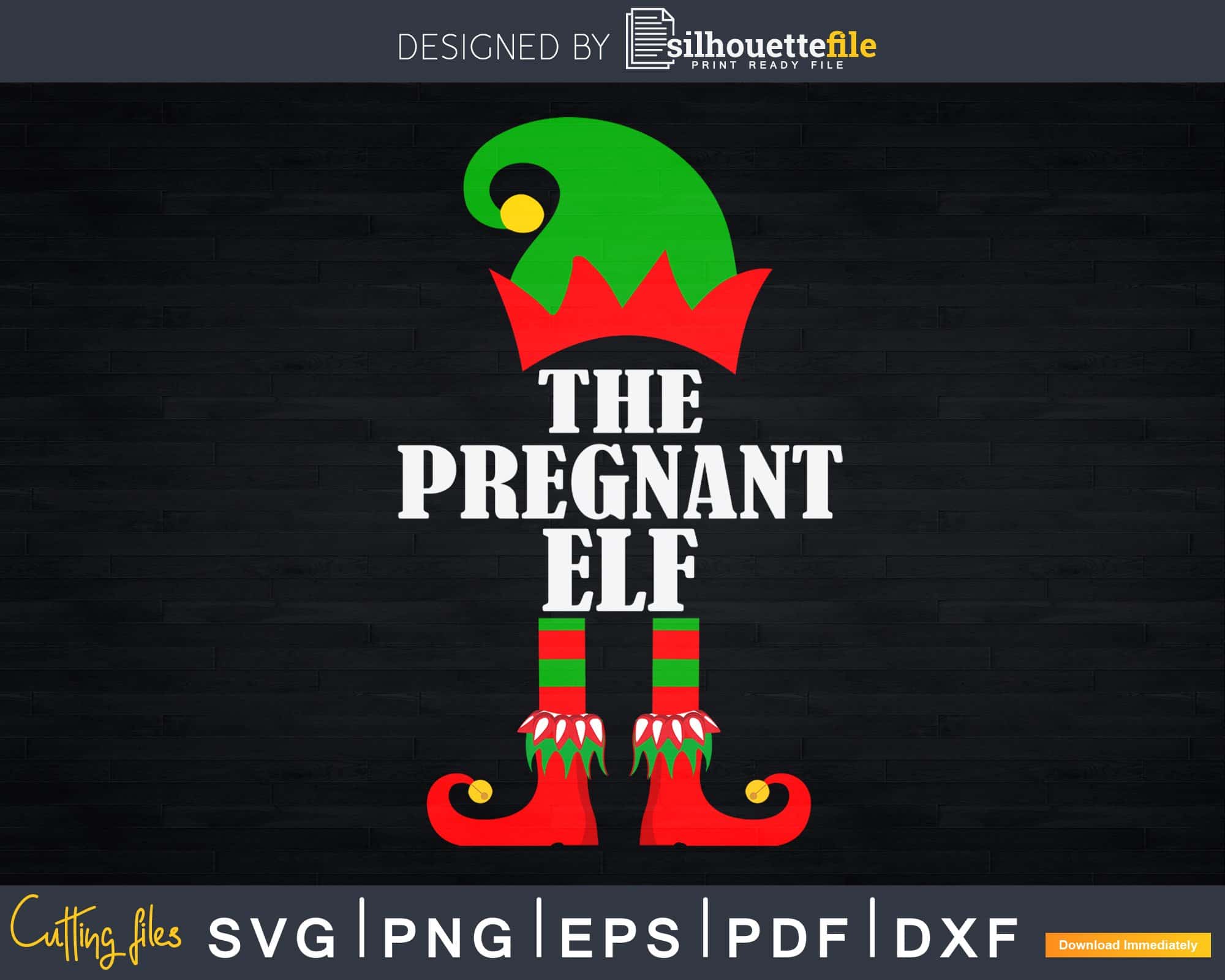 The Pregnant elf svg cricut craft printable for png files | Silhouettefile