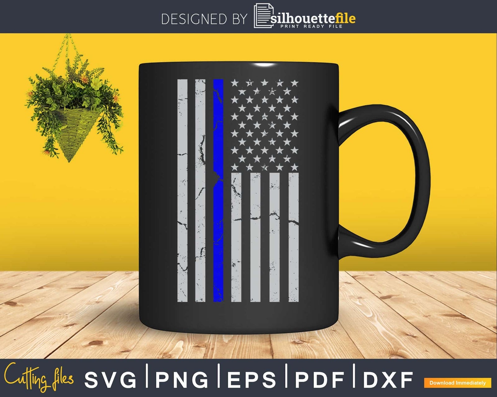 Thin Blue line US flag svg cricut digital files | Silhouettefile