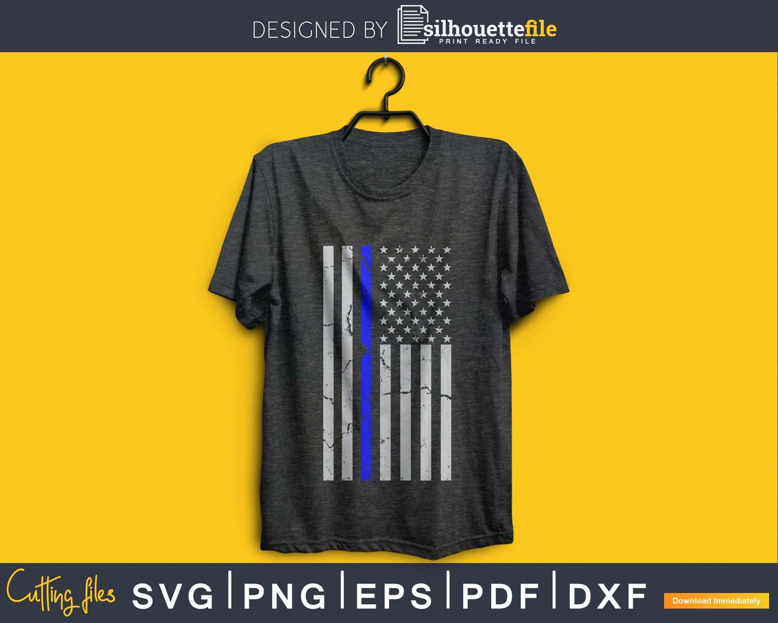 Thin Blue line US flag svg cricut digital files | Silhouettefile