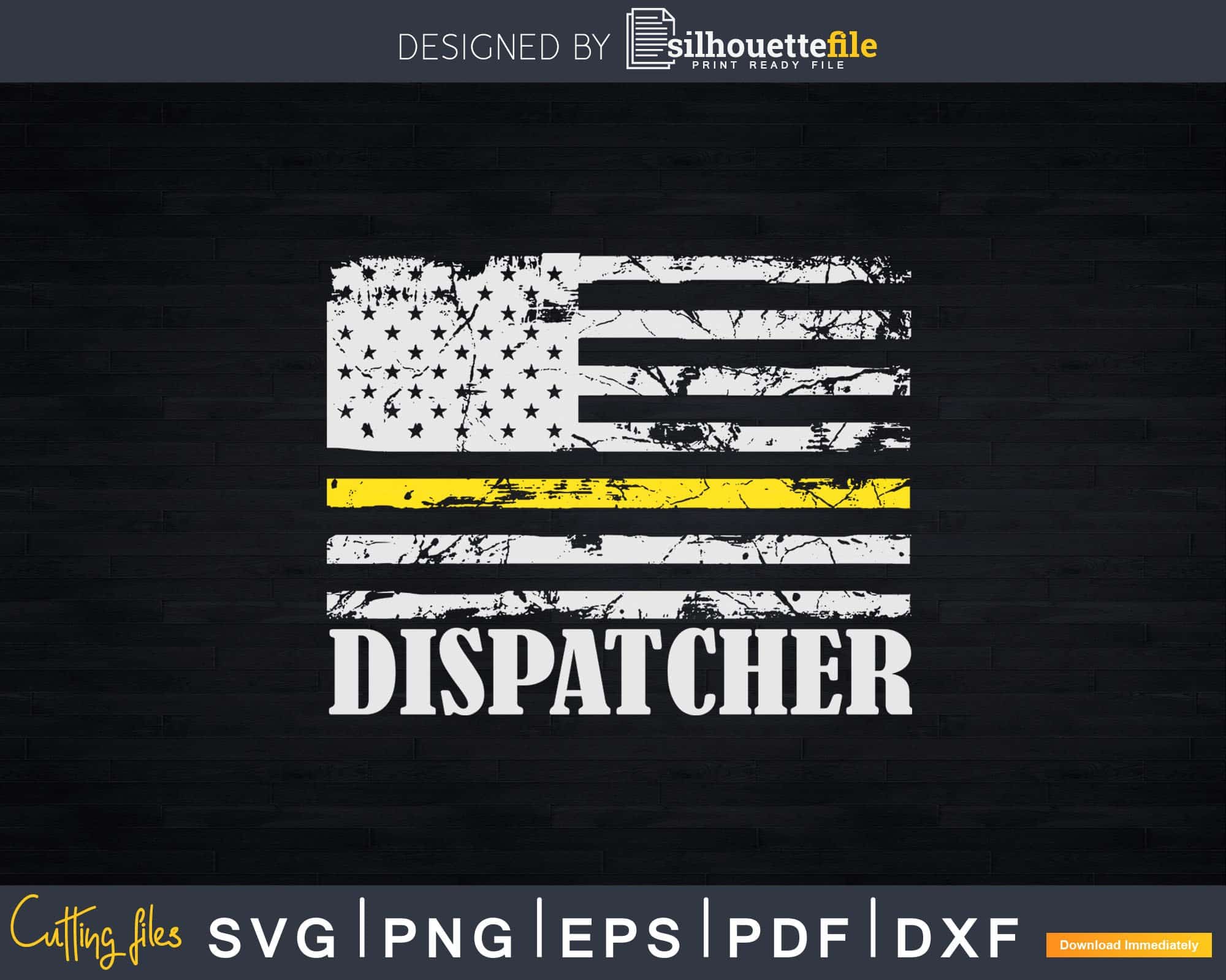 Thin Gold Line 911 Dispatcher Flag Svg Dxf Cricut Cut Files ...