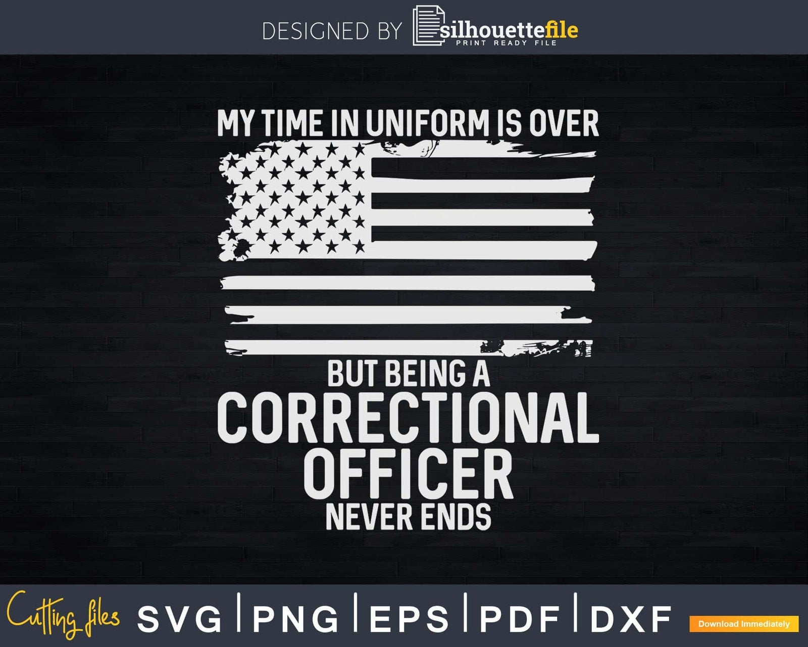 Thin Gray Line American Flag Correctional Officer Svg Dxf | Silhouettefile