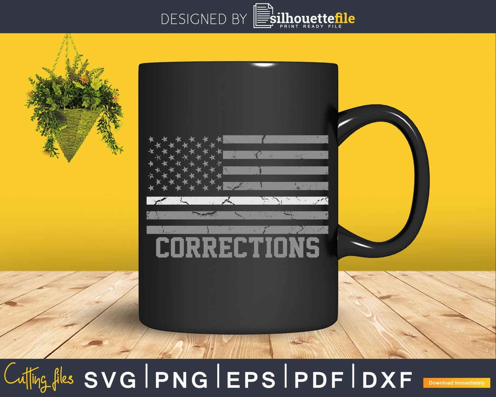 Thin Silver Line American Flag Corrections Officer Svg Dxf | Silhouettefile