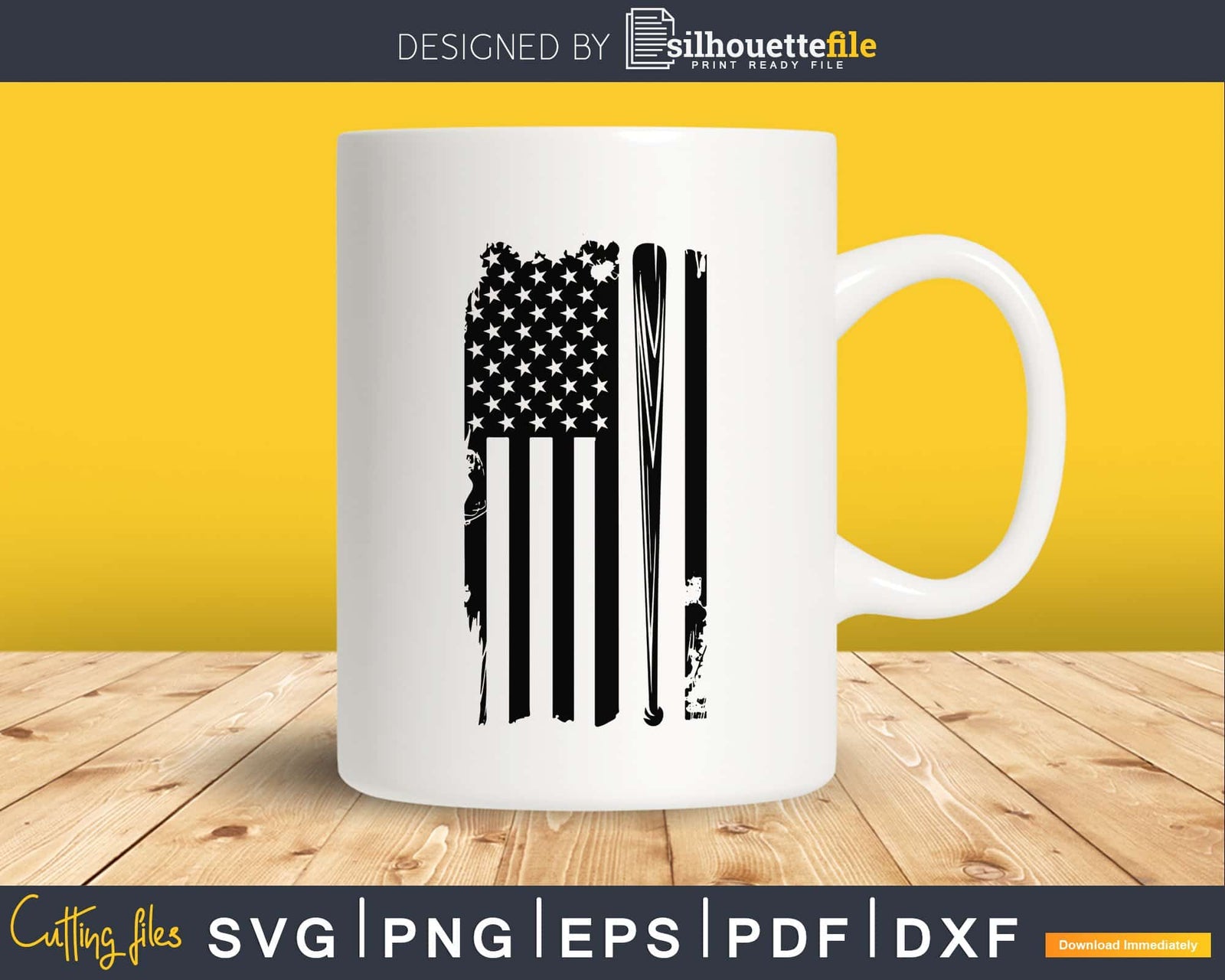 USA Baseball Flag Distressed Grunge SVG digital cutting | Silhouettefile