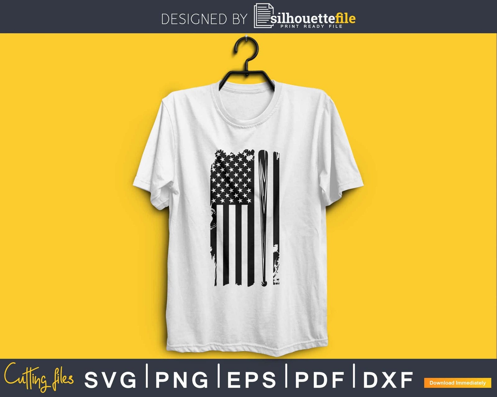 USA Baseball Flag Distressed Grunge SVG digital cutting | Silhouettefile