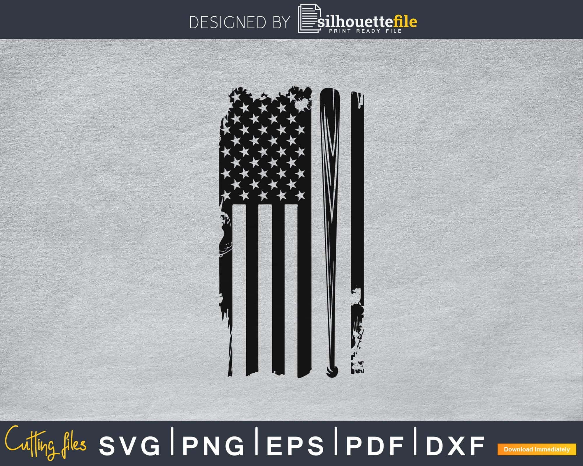 USA Softball Flag Distressed Grunge svg cutting digital | Silhouettefile