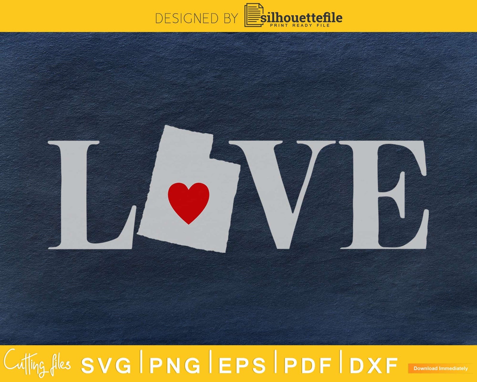 Utah UT Love Home Native Heart Map svg cricut files by SilhouetteFile ...