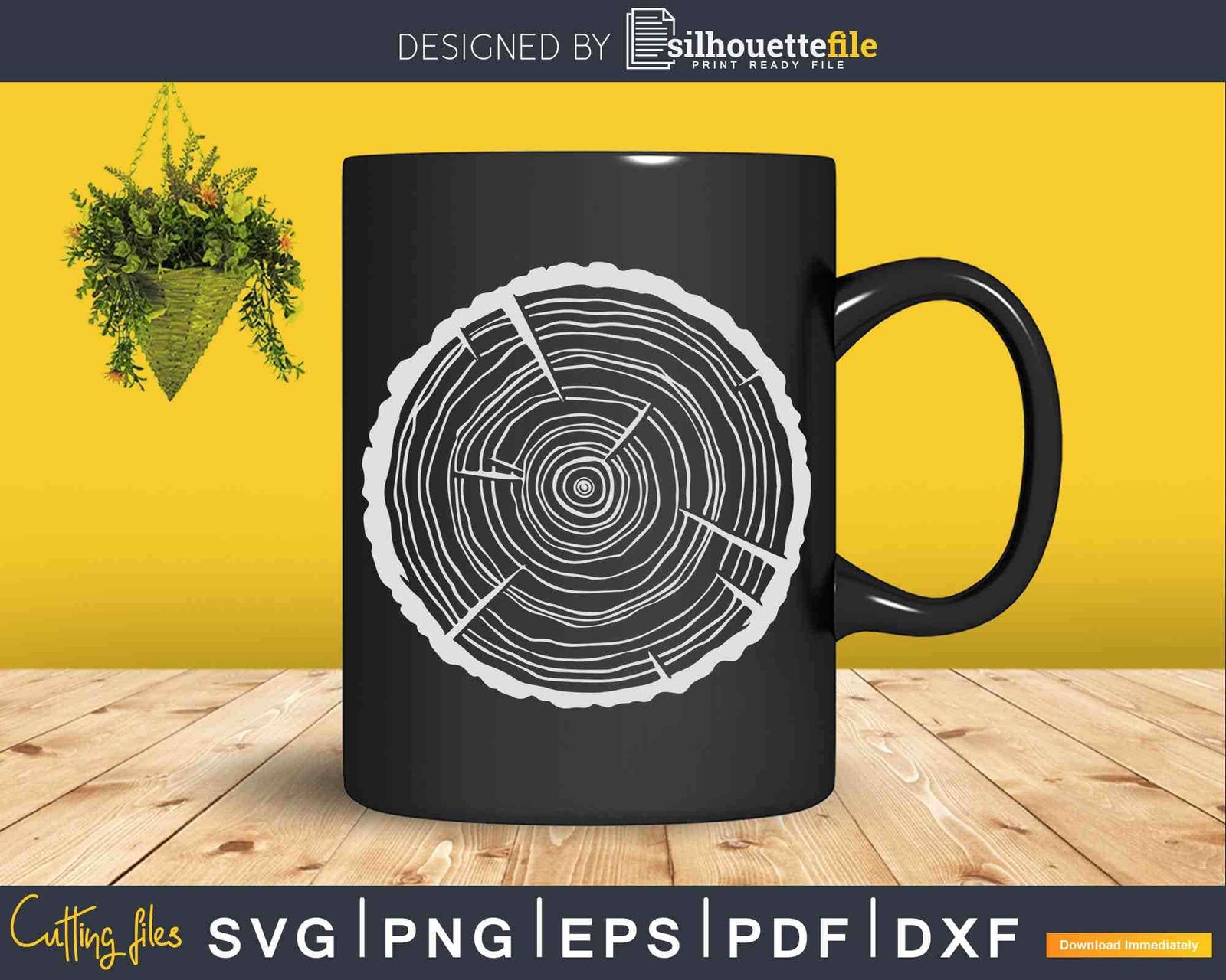 Vector Tree Slice Tree Rings Svg Cricut Files | Silhouettefile