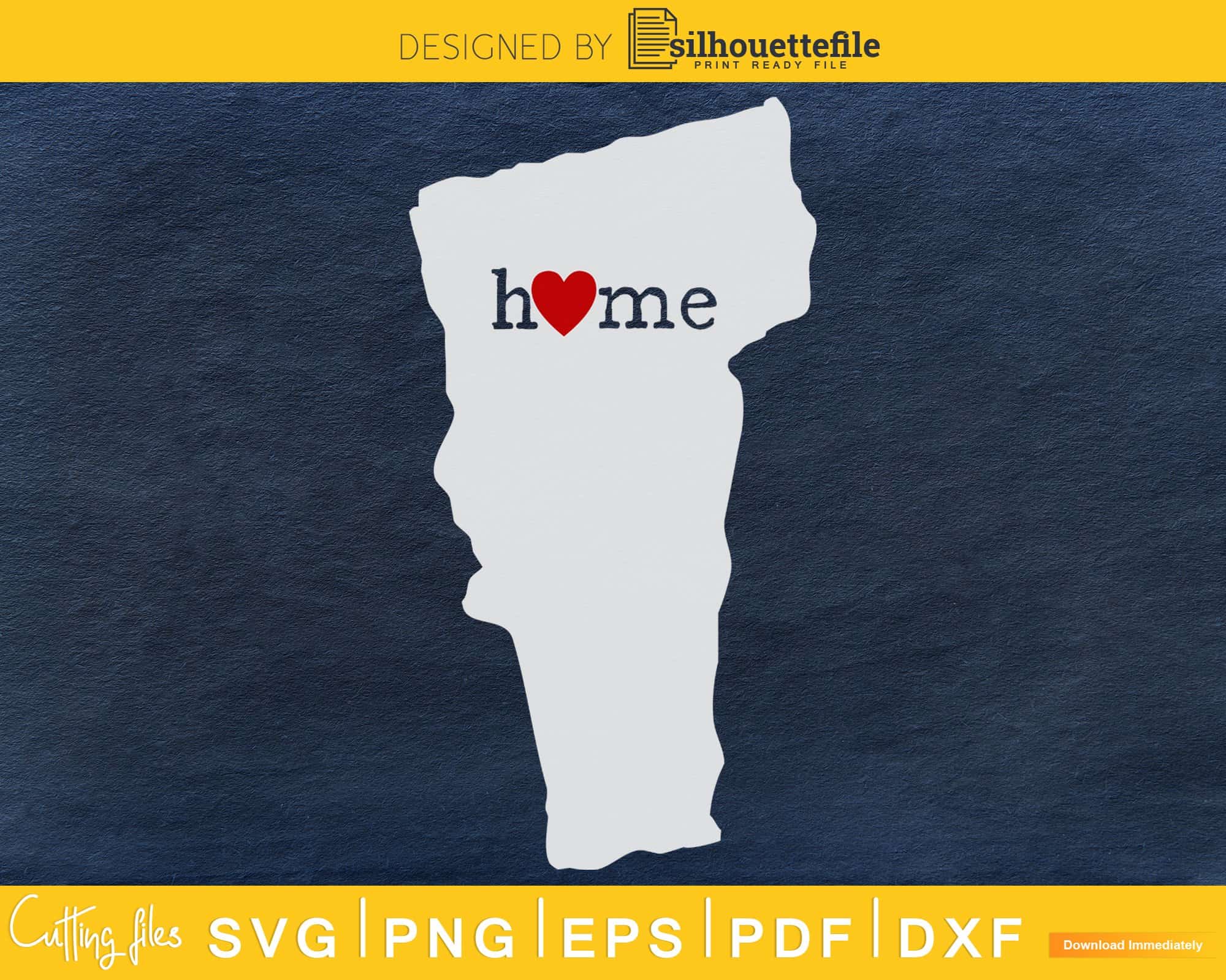 Vermont VT Home Heart Native Map svg silhouette cut files by ...