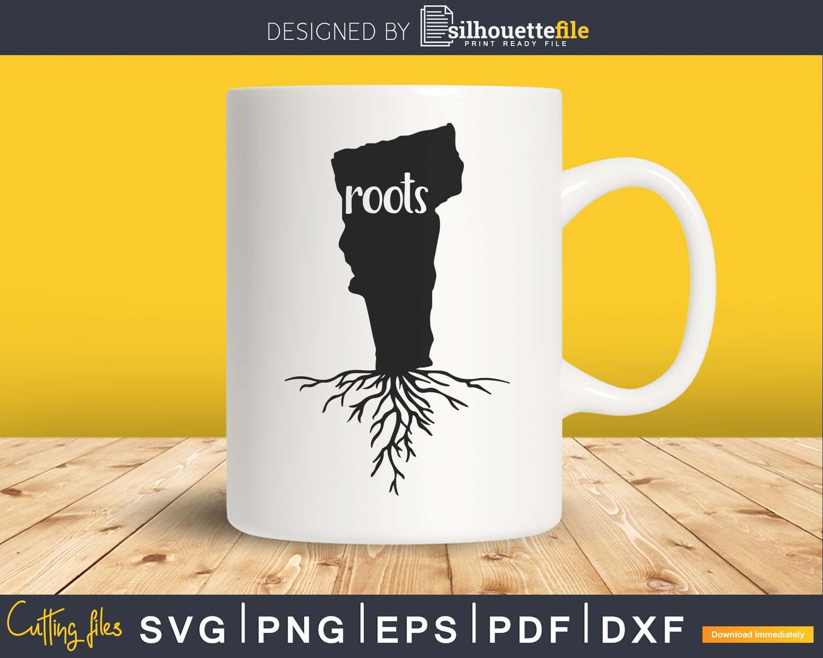 Vermont VT Roots Home Native Map silhouette digital cut svg ...