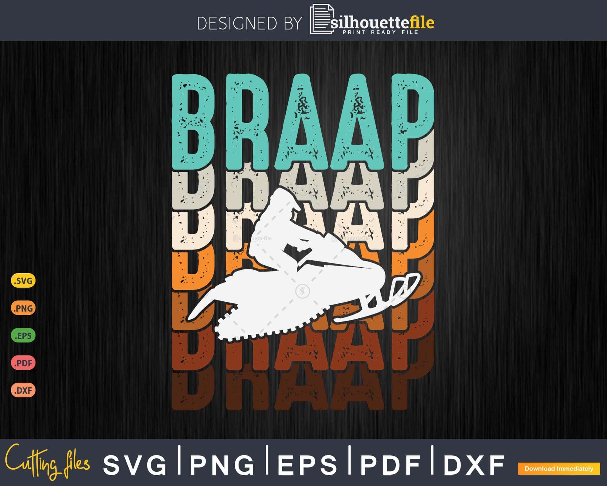 Vintage Braap Snowmobile I Retro Snow Sled Svg Png Cut Files ...