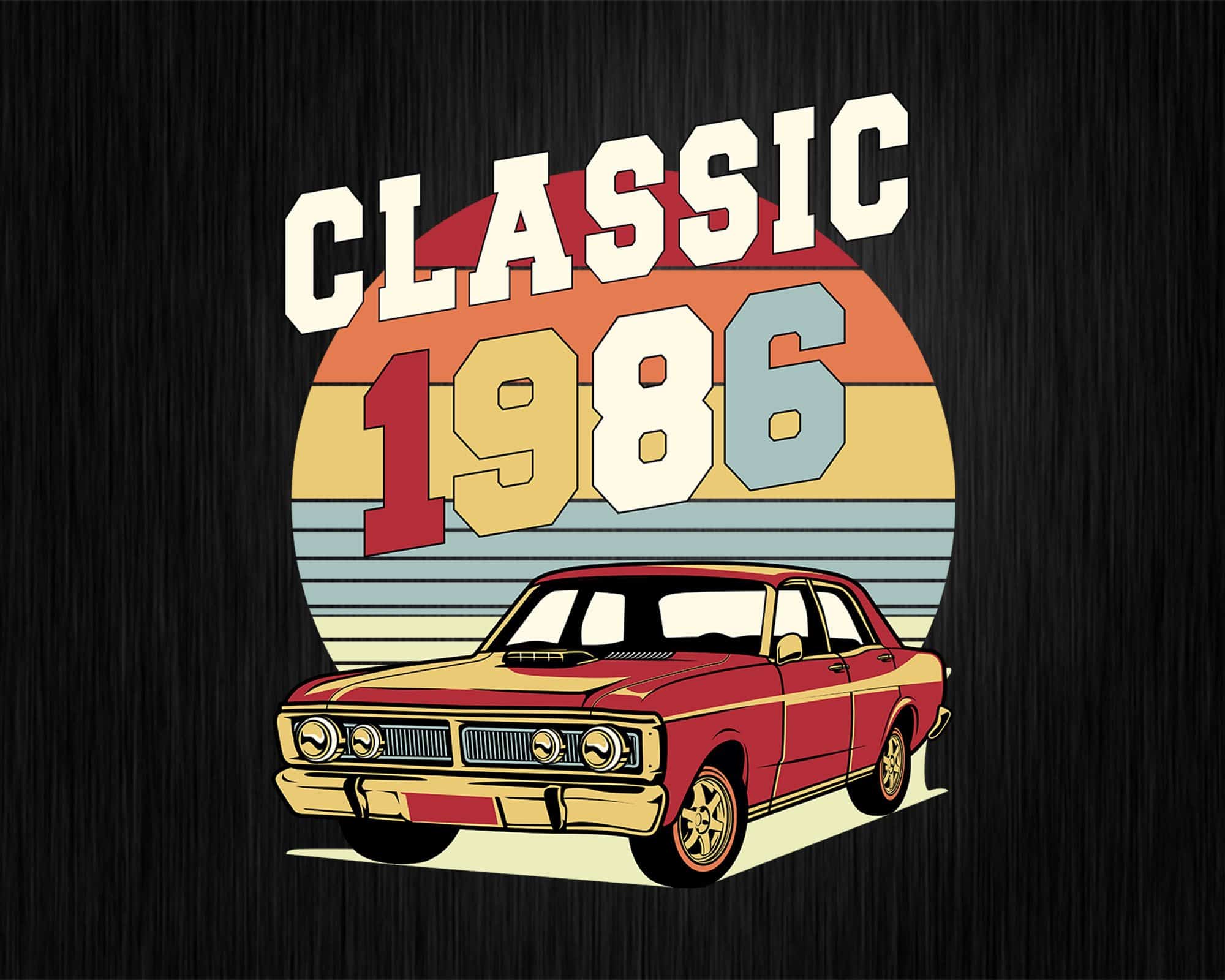 Vintage Classic Car 1986 36th Birthday Svg Retro T-shirt | SilhouetteFile