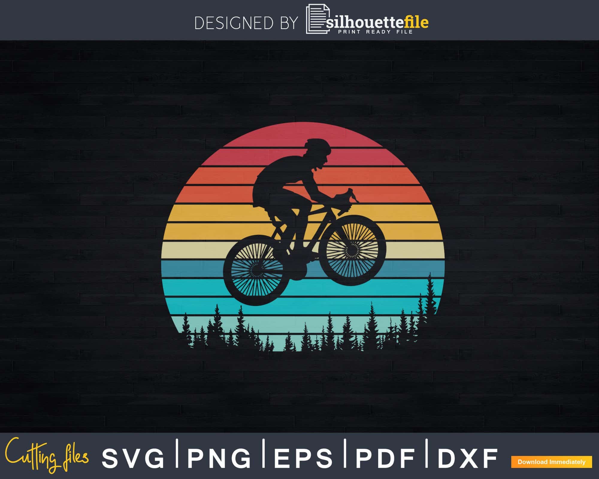 Vintage Downhill MTB Mountain Bike Svg Dxf Cut Files | Silhouettefile