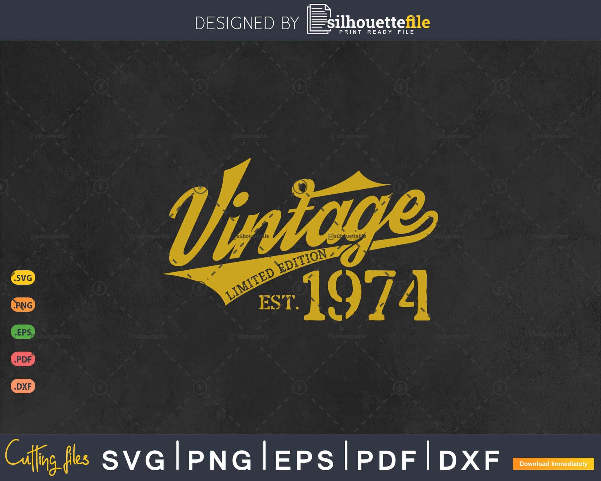 Vintage Est 1974 Aged 49 yrs old Bday 49th Birthday Svg | Silhouettefile