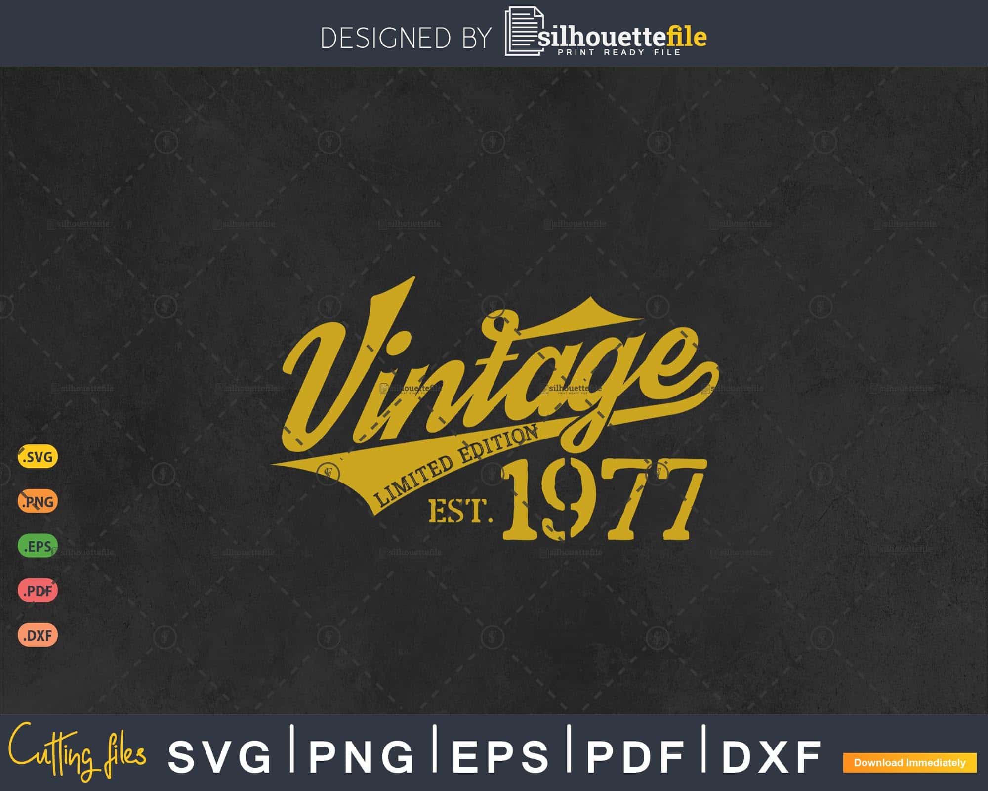 Vintage Est 1977 Aged 46 yrs old Bday 46th Birthday Svg | SilhouetteFile